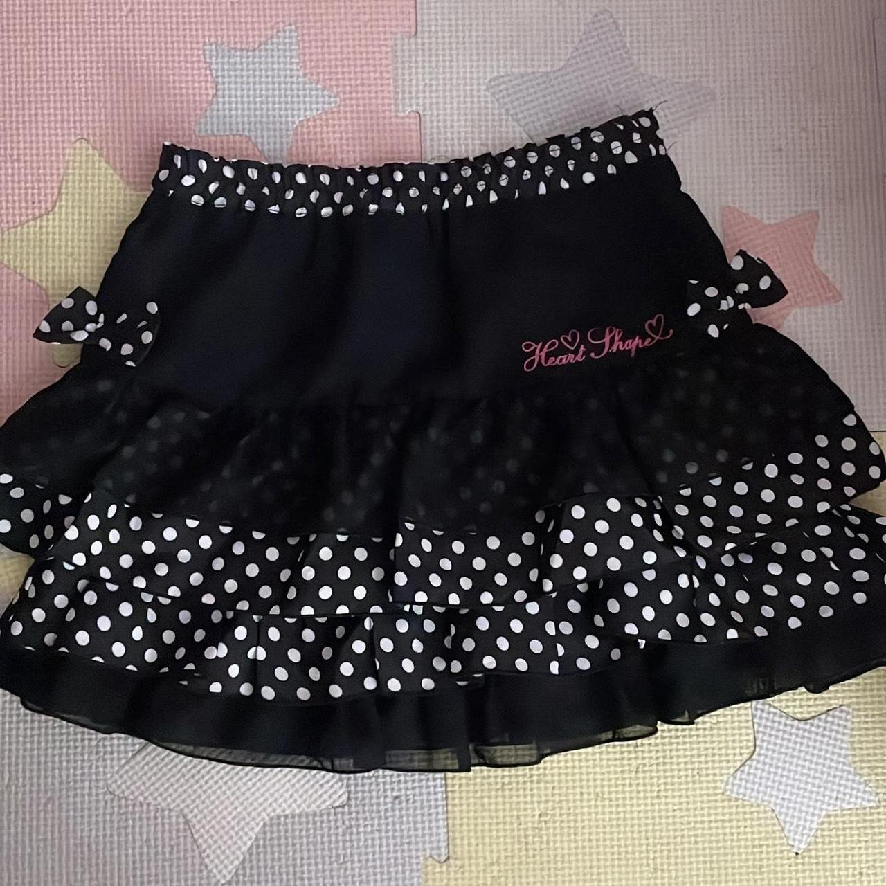 black & white polkadot jojifuku layered / tiered... | Depop