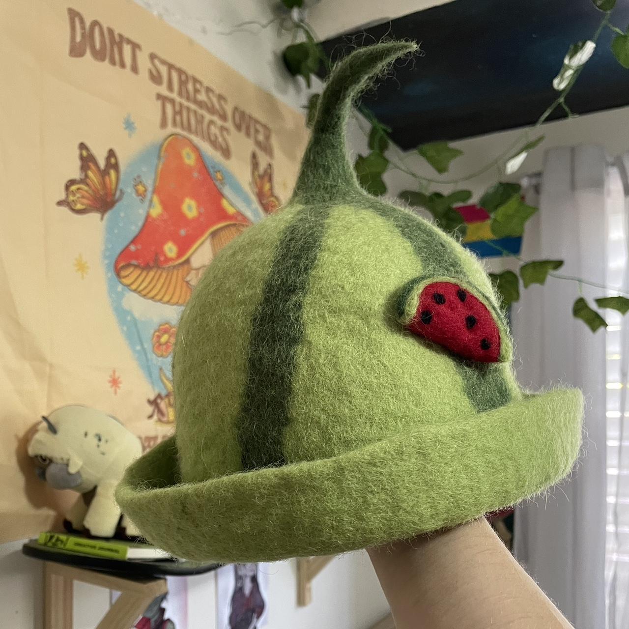 🍉 watermelon felt hat 🍉 really cute and fits well... - Depop