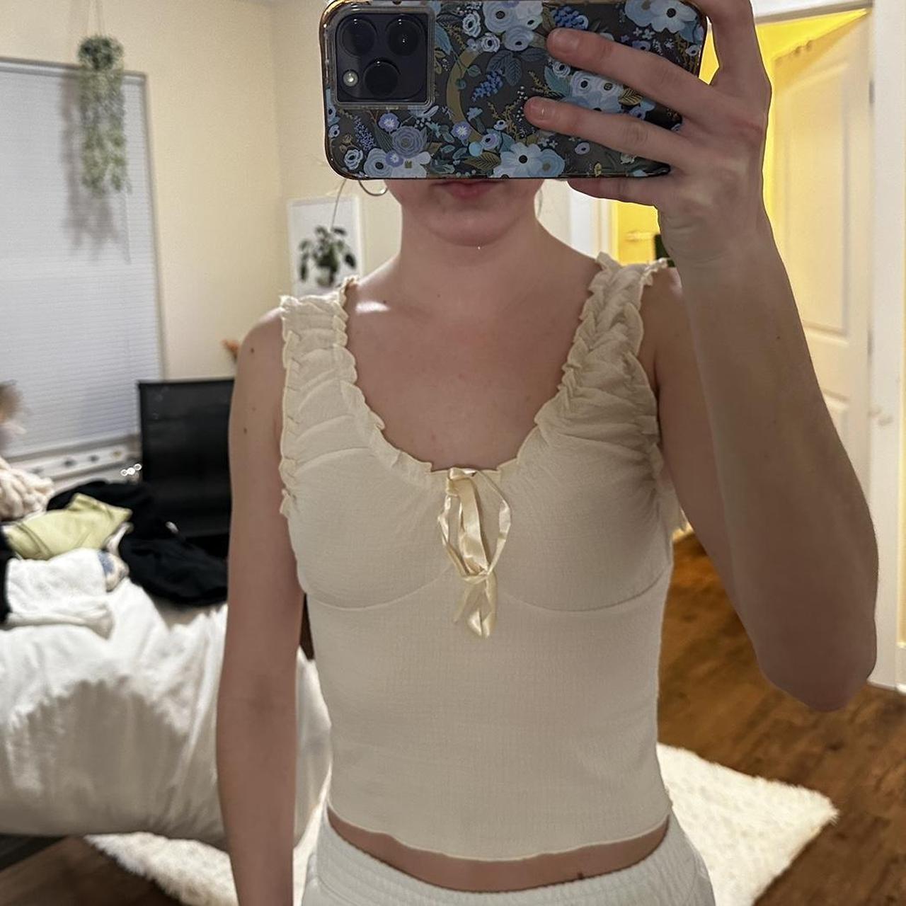 cream shein tank top size xs - Depop