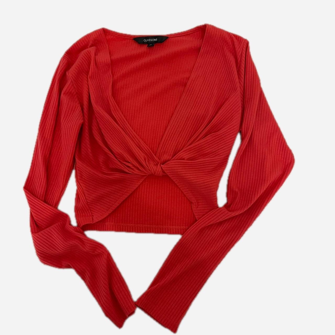 FRONT TWIST RED CROP LONG SLEEVE Bought for $25... - Depop