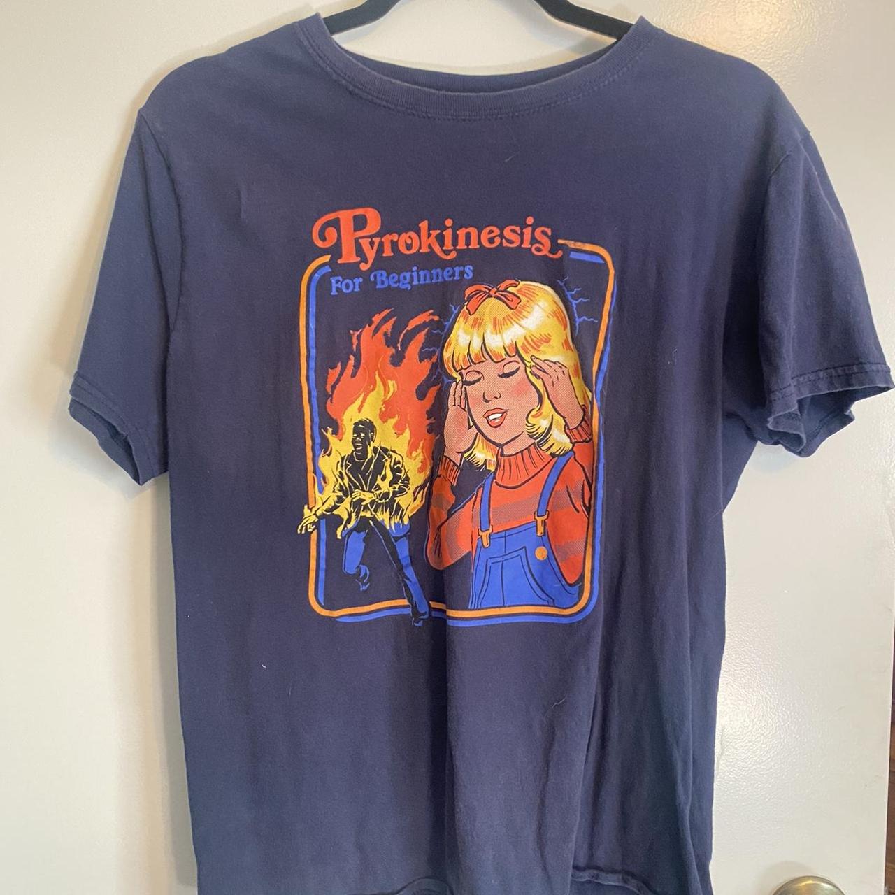 Pyrokinesis for beginners navy blue T-shirt Size -... - Depop