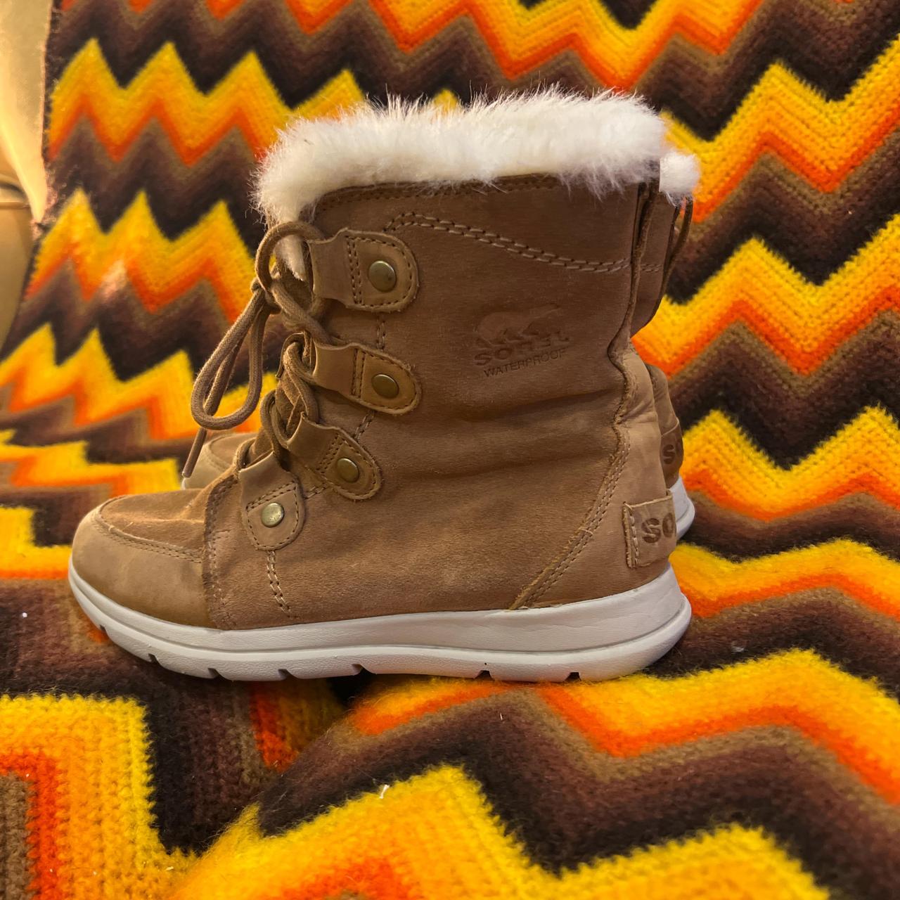 Brown and cream Sorel boots #winterboots brown,... | Depop