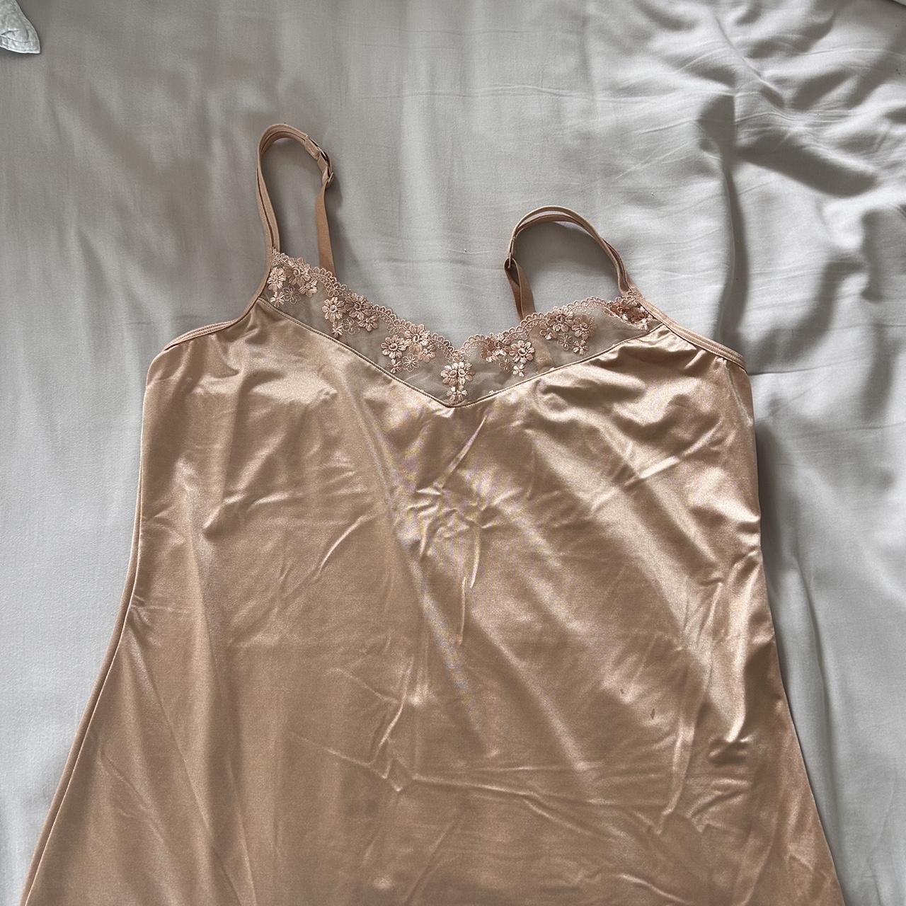 Tan silk singlet with lace detailing #lingerie | Depop