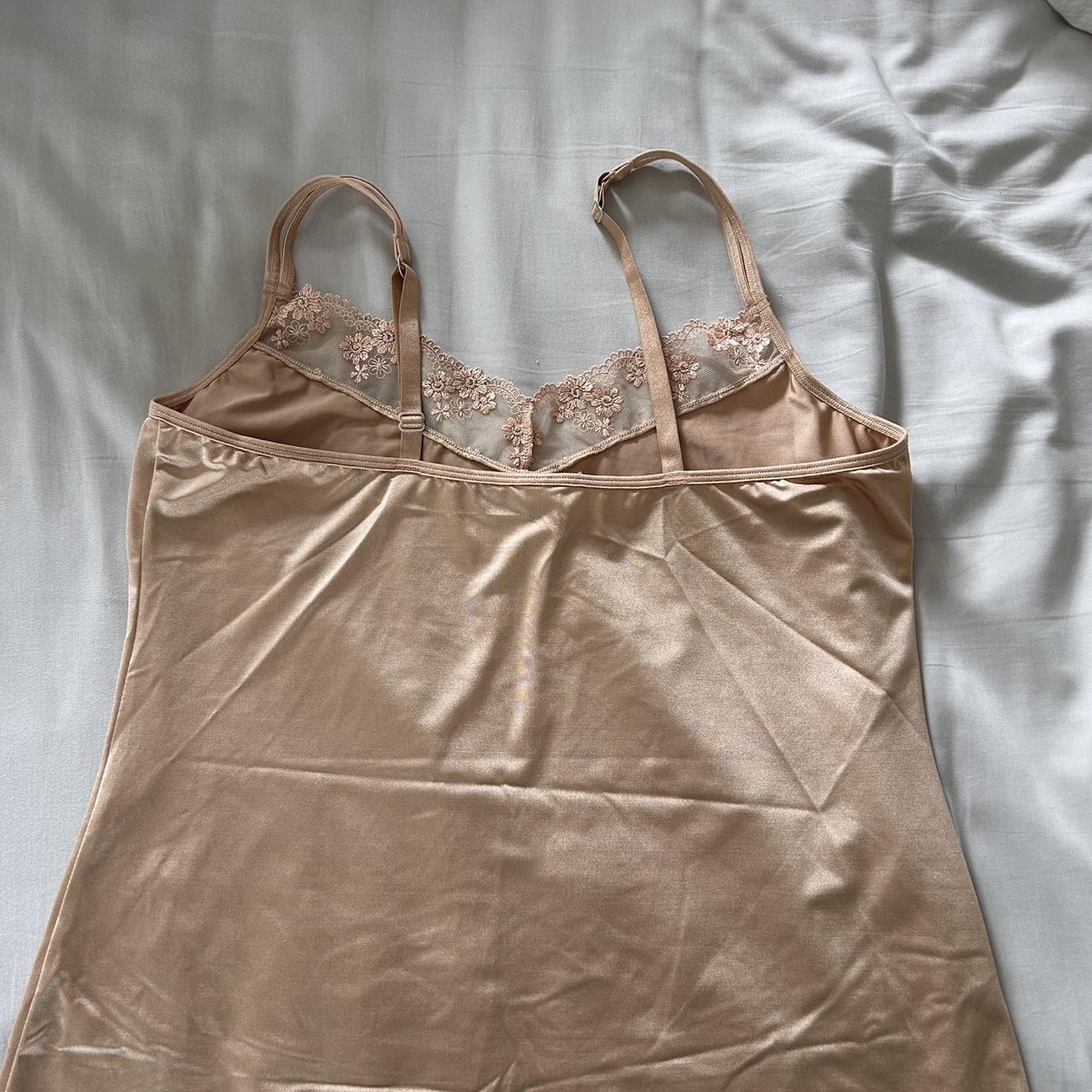 Tan silk singlet with lace detailing #lingerie | Depop