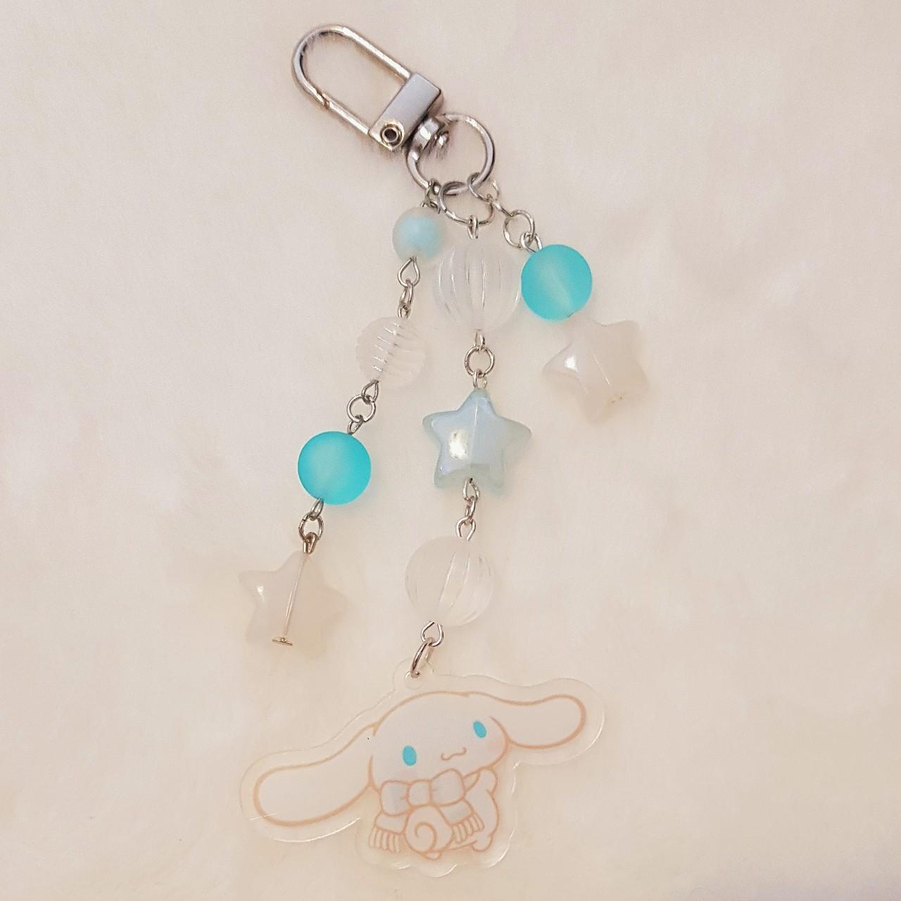 Snowy Cinnamoroll keychain! Made with acrylic beads... - Depop