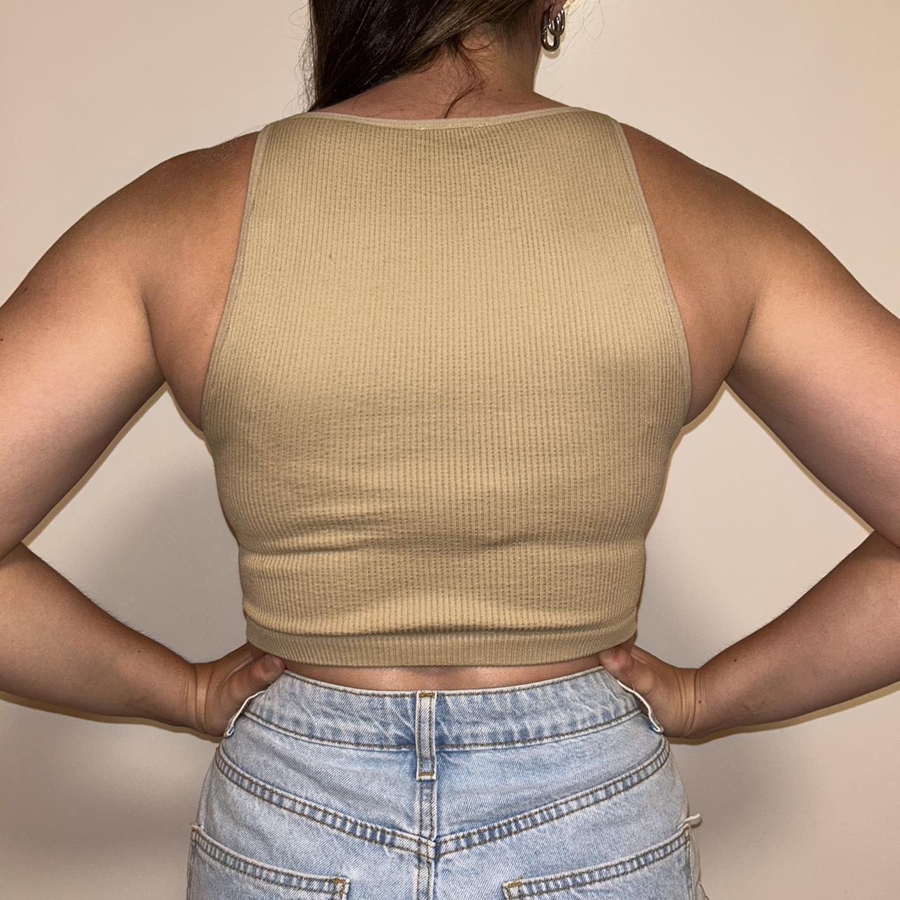 biege ribbed tank. brand: cotton on, size XS/S.... - Depop