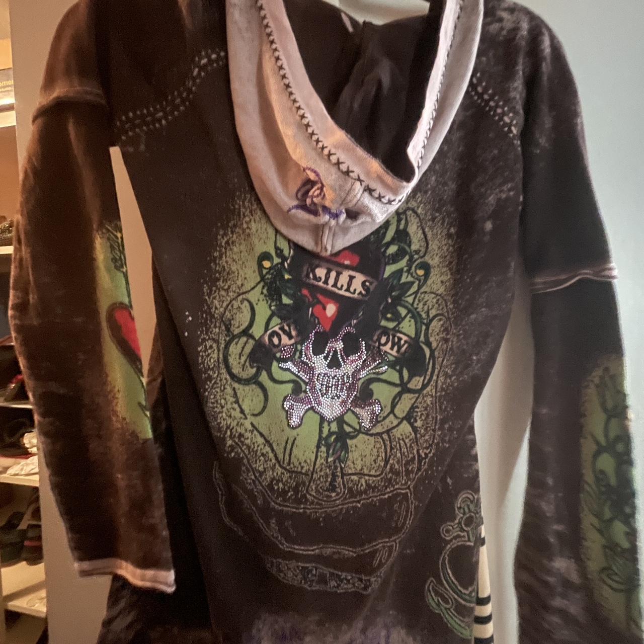 Ed hardy sweater with rhinestone detailing. Like... - Depop