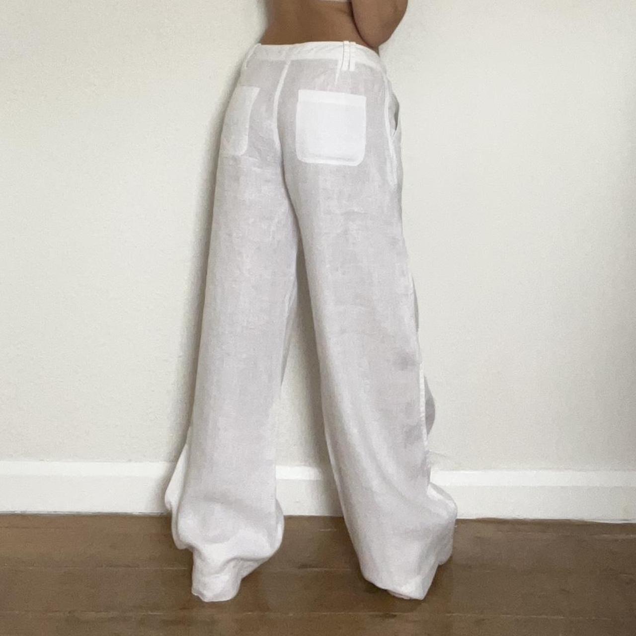 Amazing Y2K boho high rise white super wide leg... - Depop