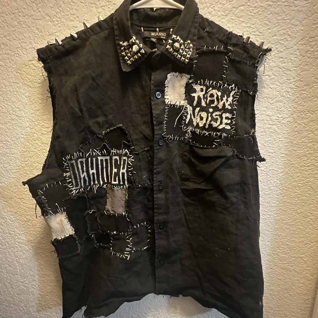 Handmade crust vest cutoff everything done by hand,... - Depop