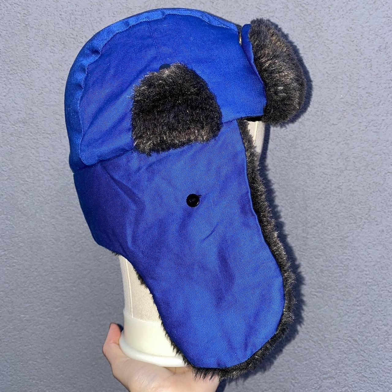 Blue fur trapper hat - Depop