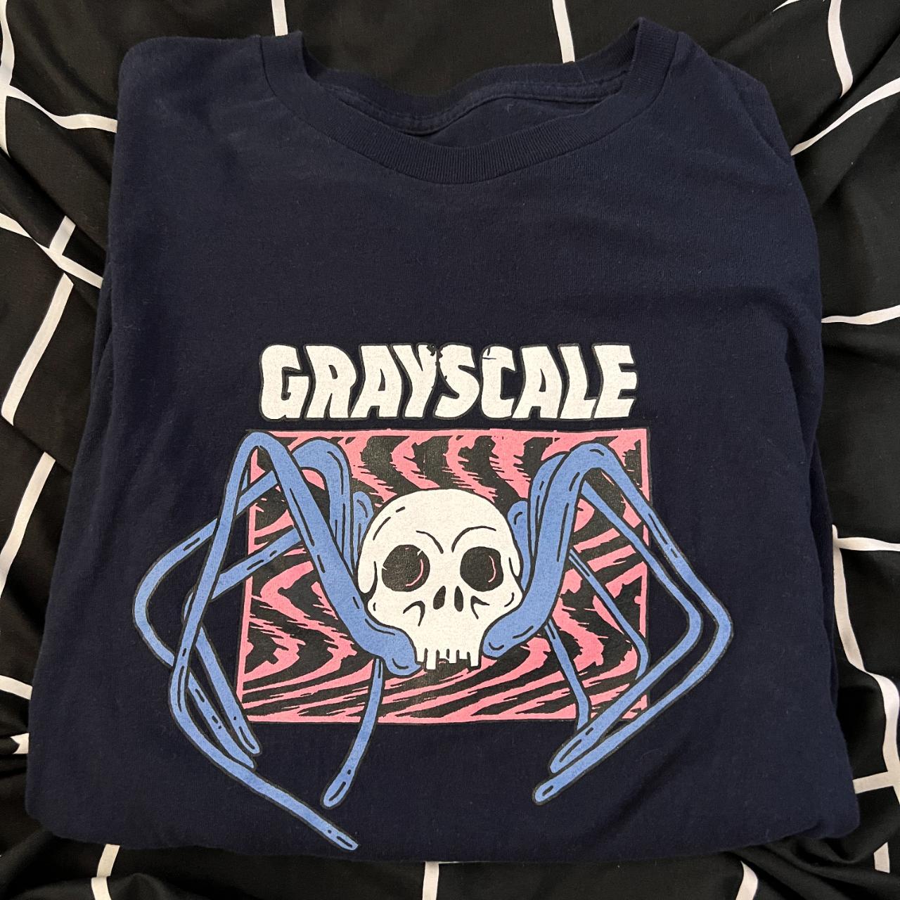 Grayscale Skull Spider Band Merch Tee - Depop