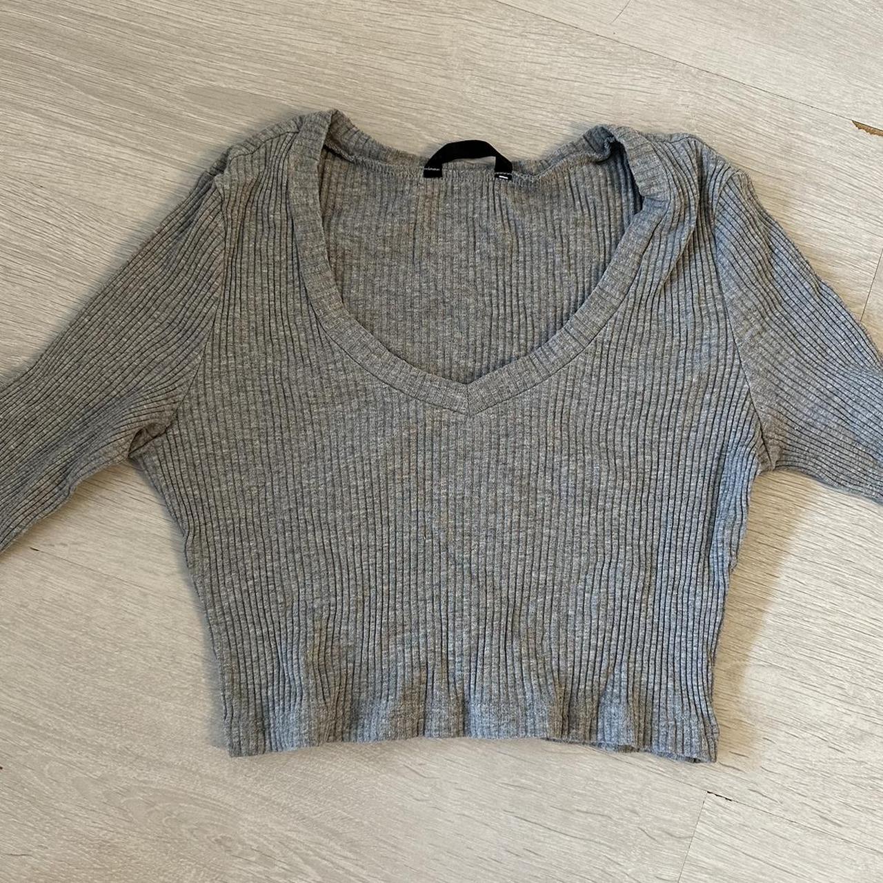 Grey ribbed crop top #ribbed #crop - Depop
