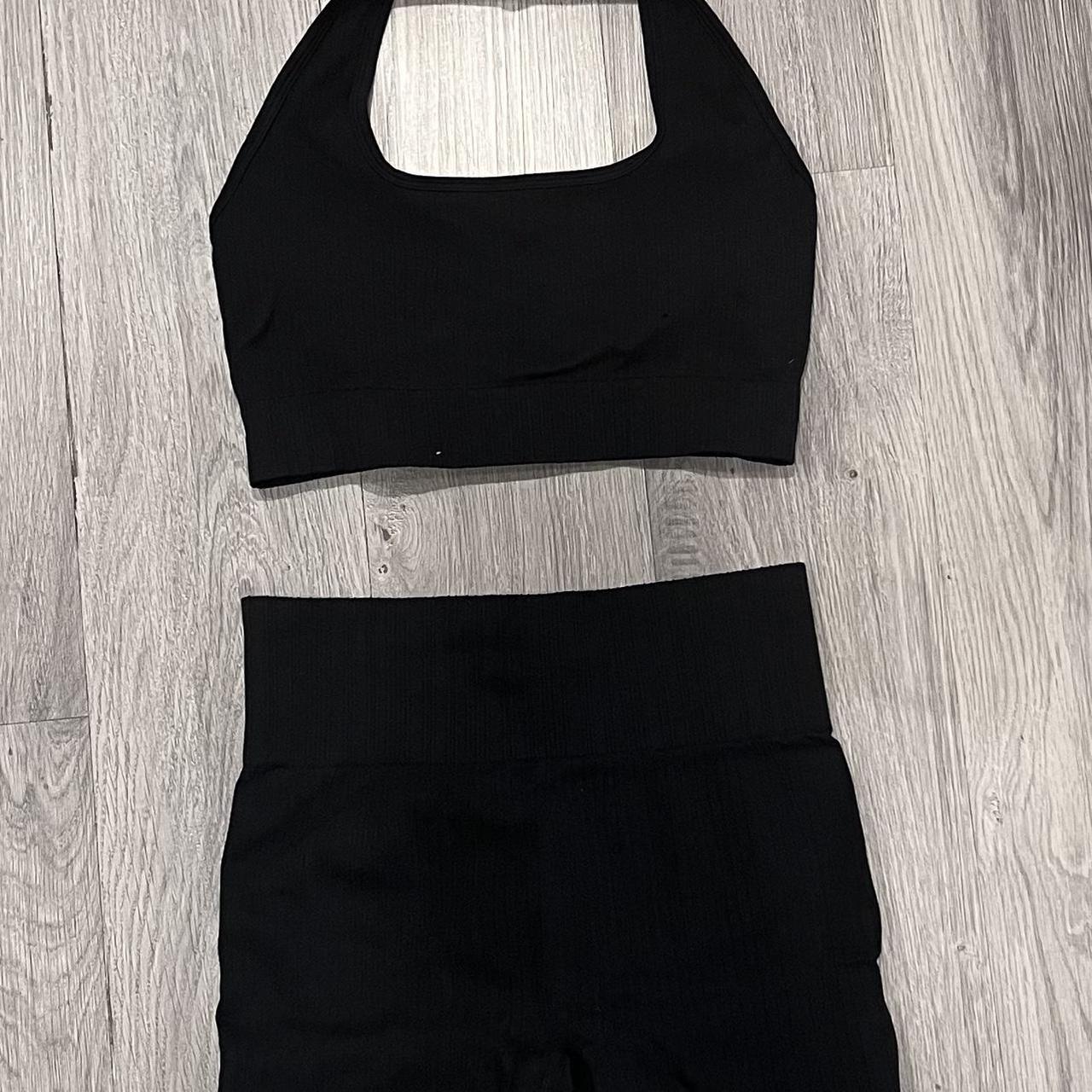 Black matching workout set Size S/M Tagged for... - Depop