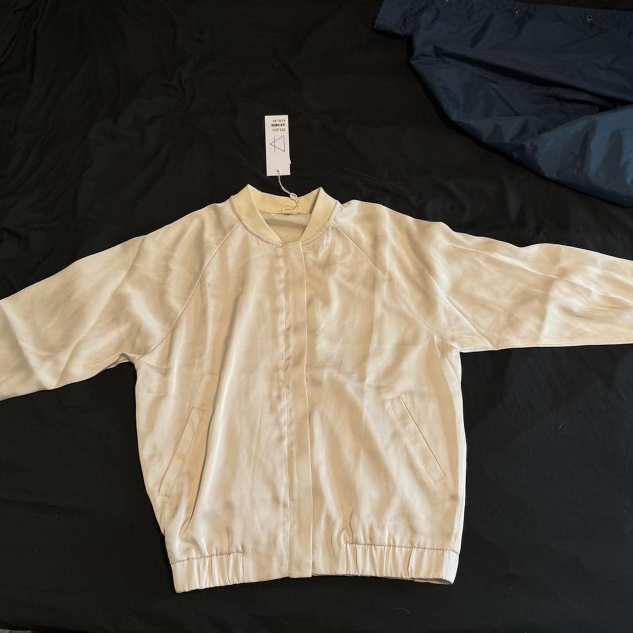 Cream silk tracksuit jacket - Depop