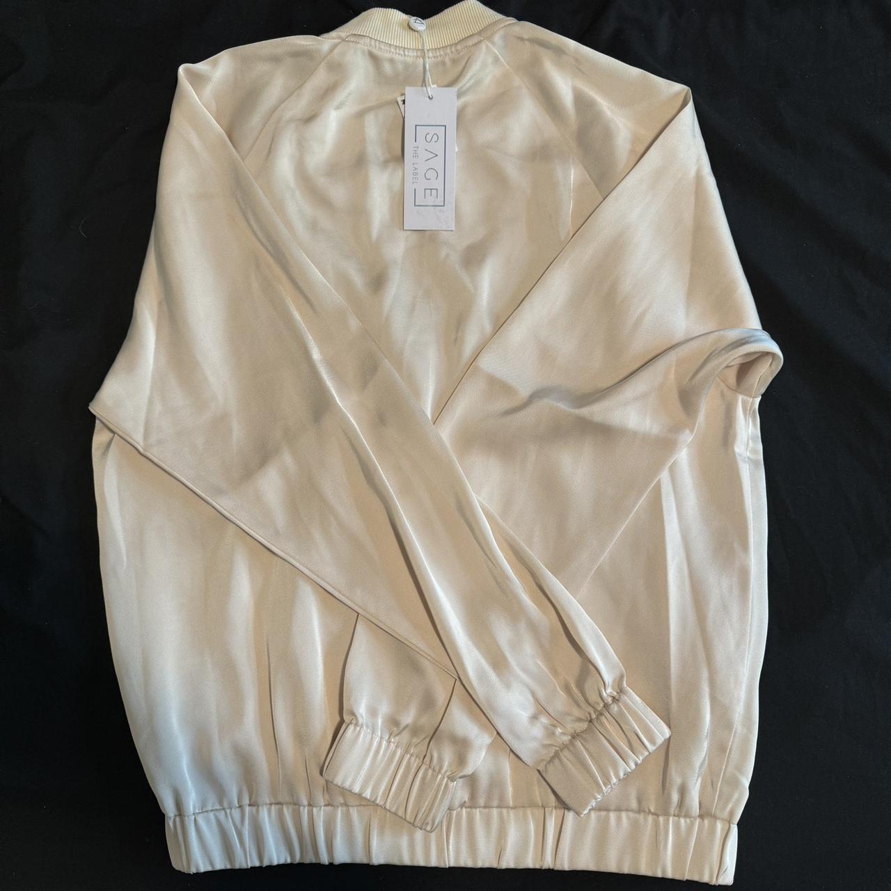 Cream silk tracksuit jacket - Depop