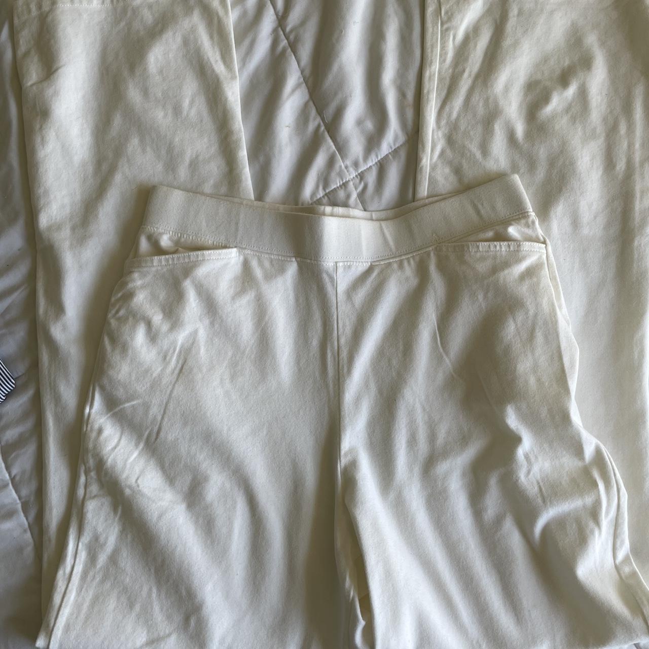 stretch white stag wide leg pants, super comfy and... - Depop