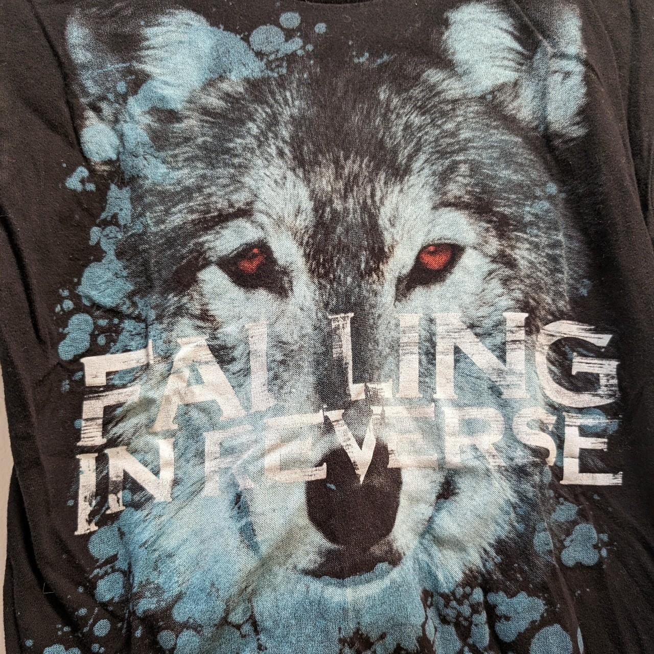 Black Wolf Falling in Reverse Short Sleeve T-shirt... - Depop