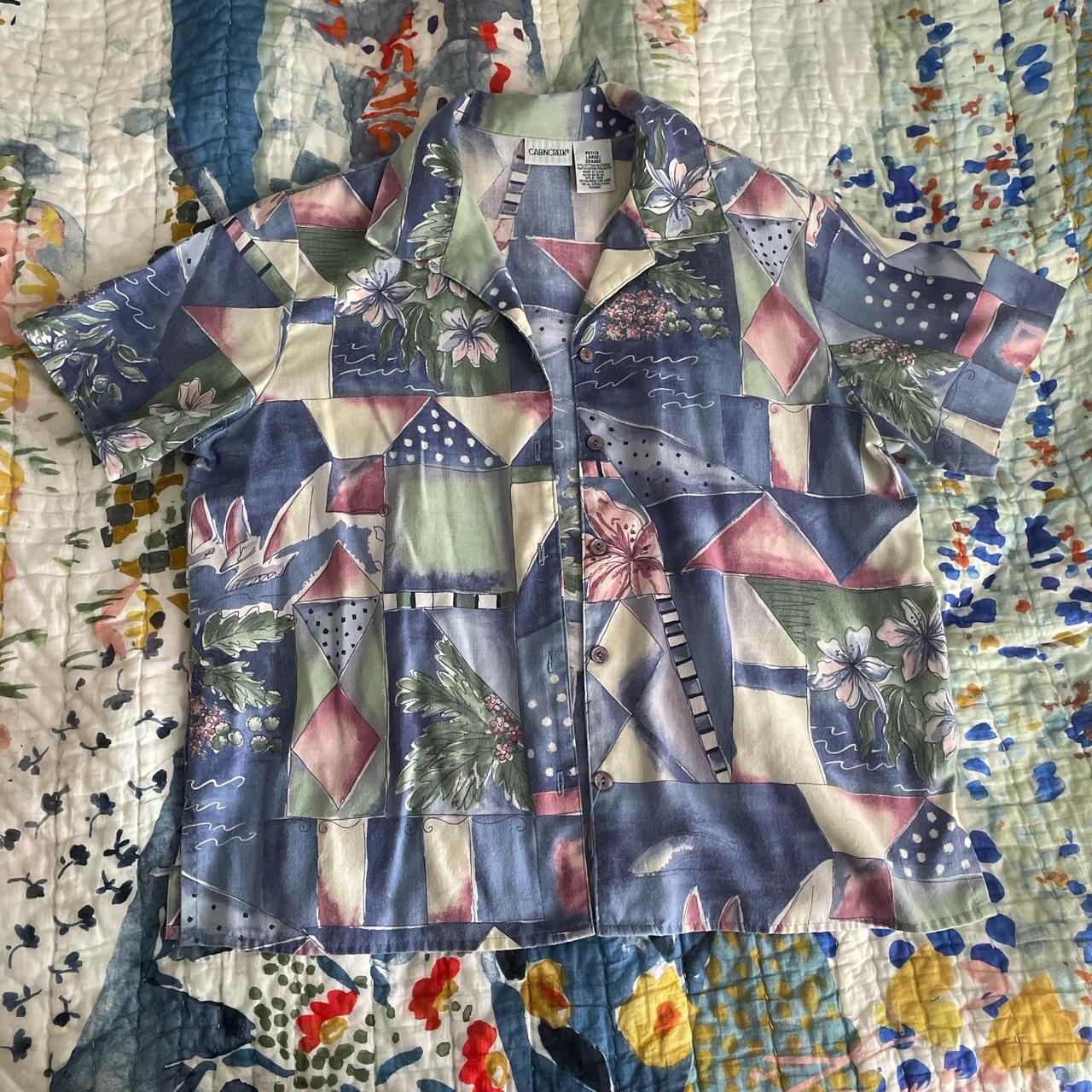tropical button up shirt ⭐️ 🏷️ size petite large,... - Depop