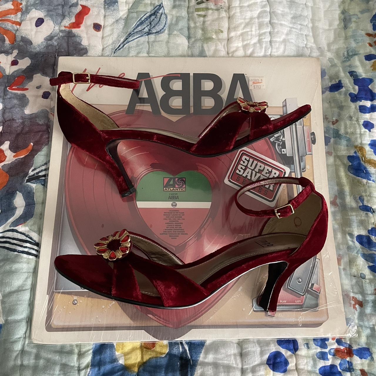 impo red velvet heels ⭐️ 🏷️ the cutest heels ever!... - Depop
