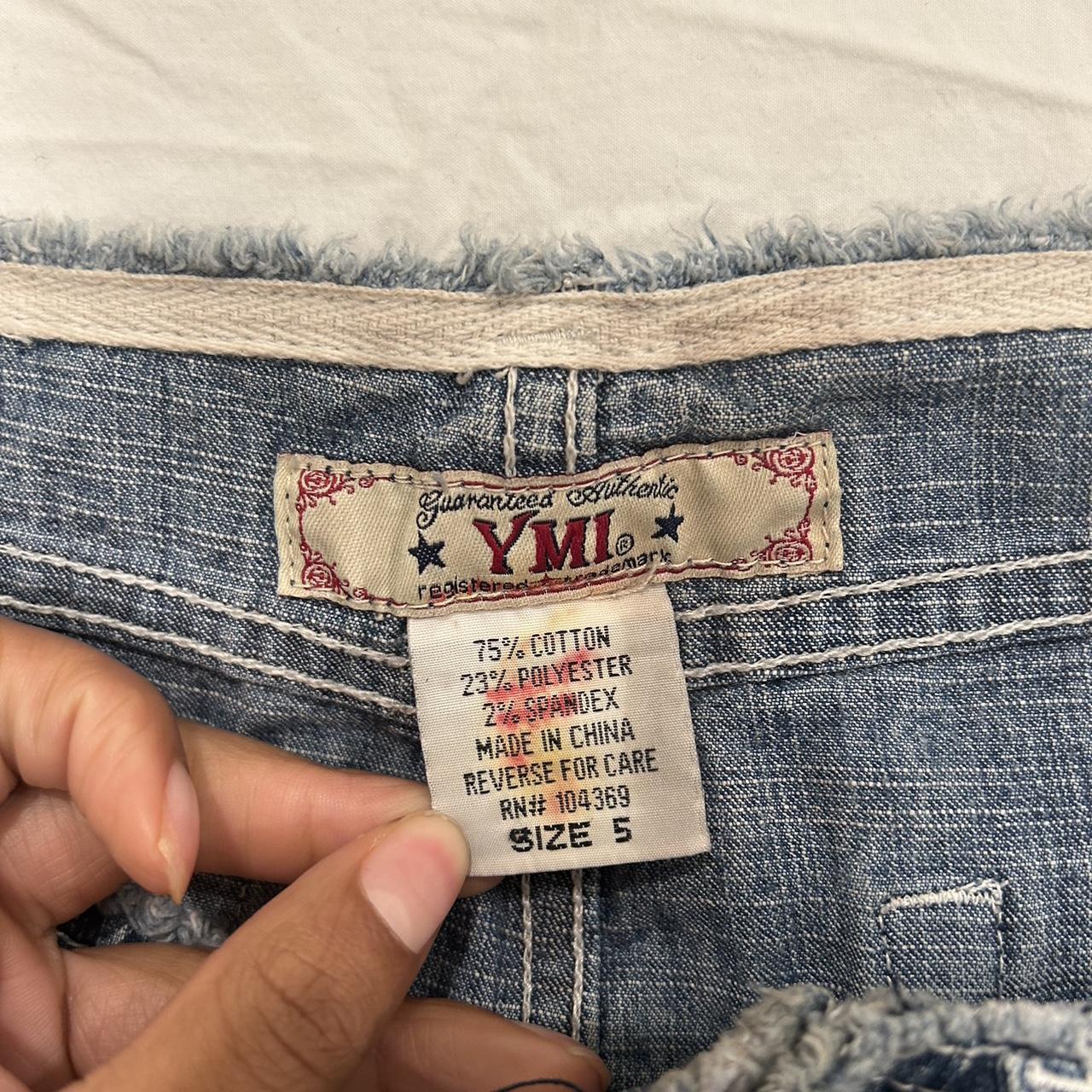 vintage mini denim skirt raw hem brand is YMI size 5... - Depop