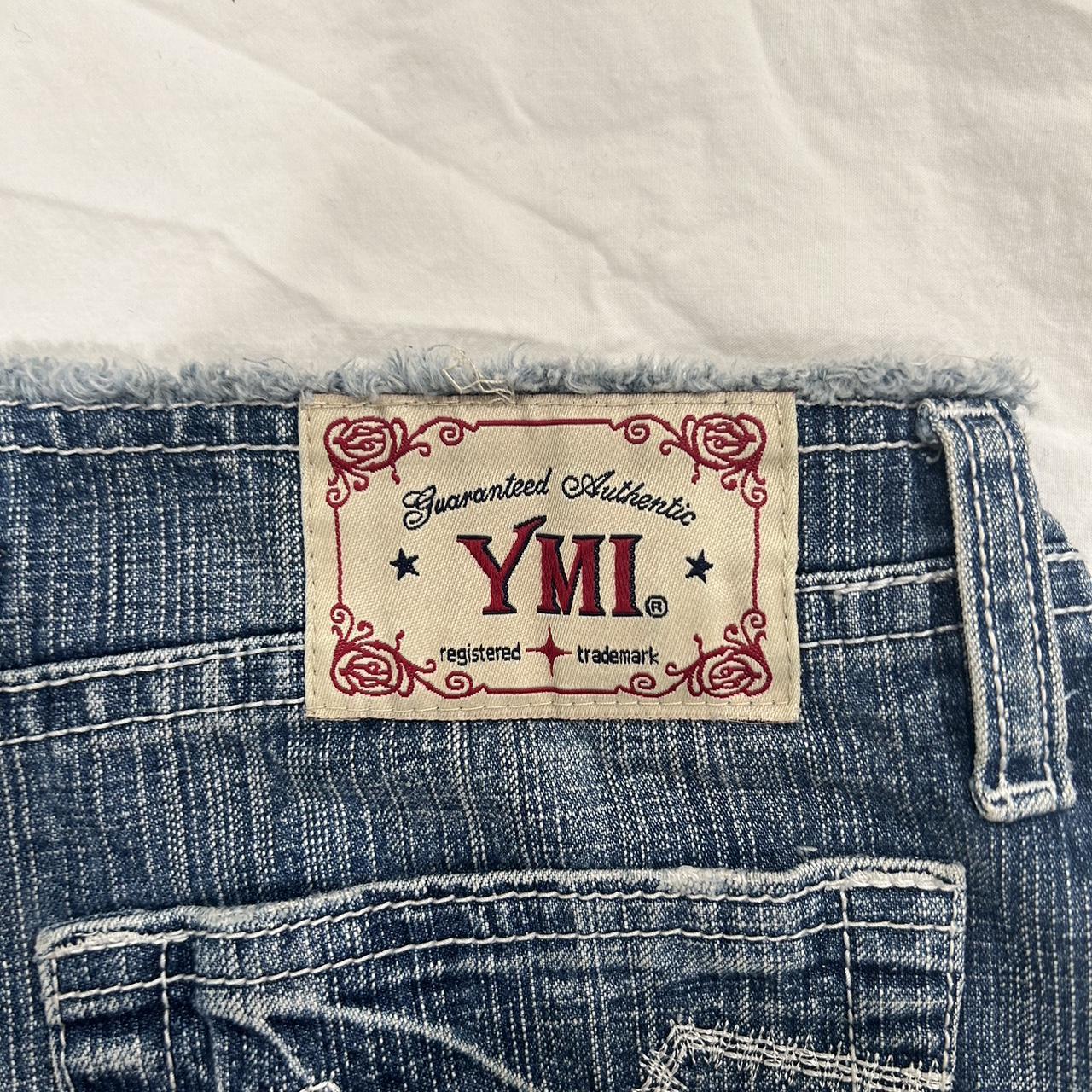 vintage mini denim skirt raw hem brand is YMI size 5... - Depop