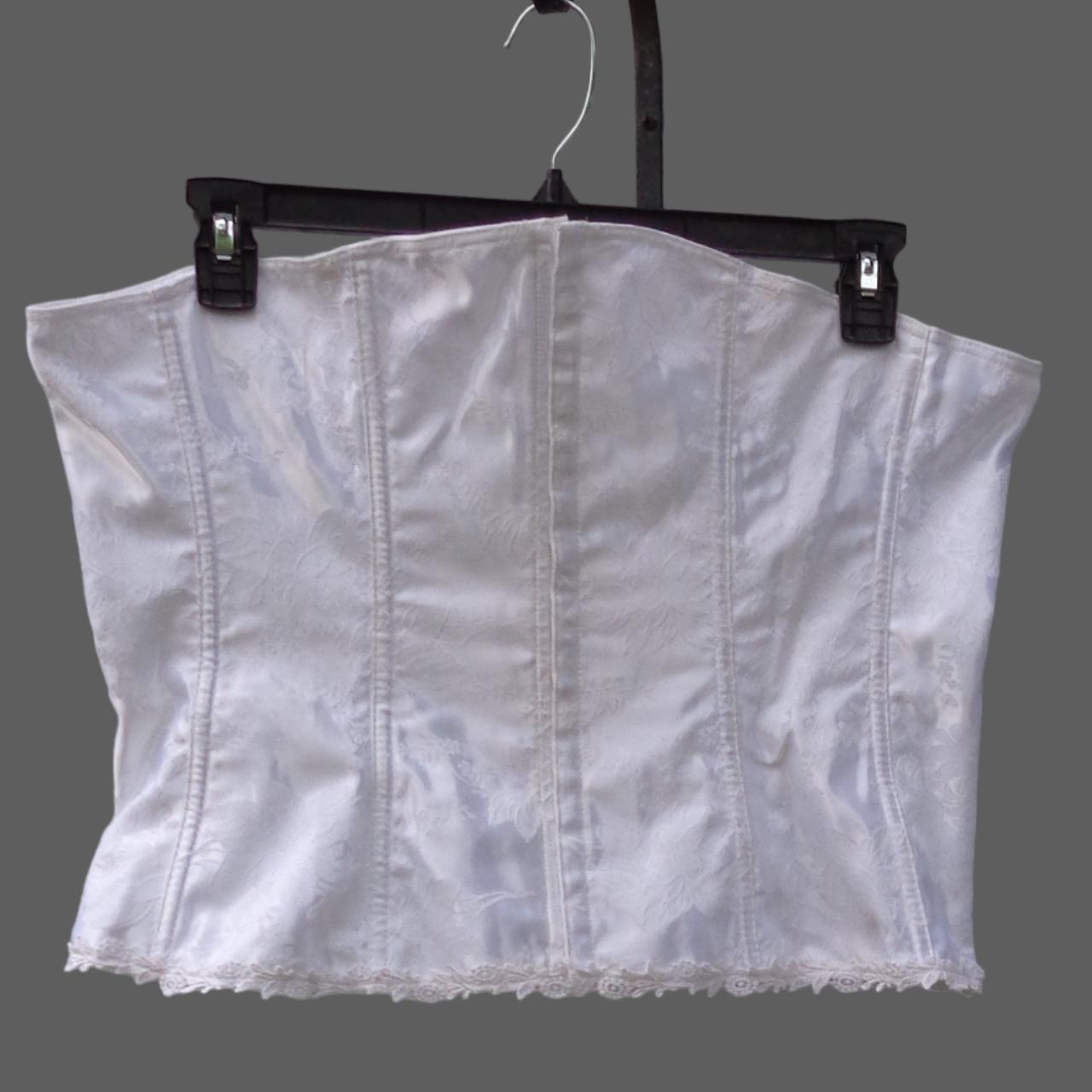 Torrid White Satin Lace Trim Lace Up Back Corset... - Depop