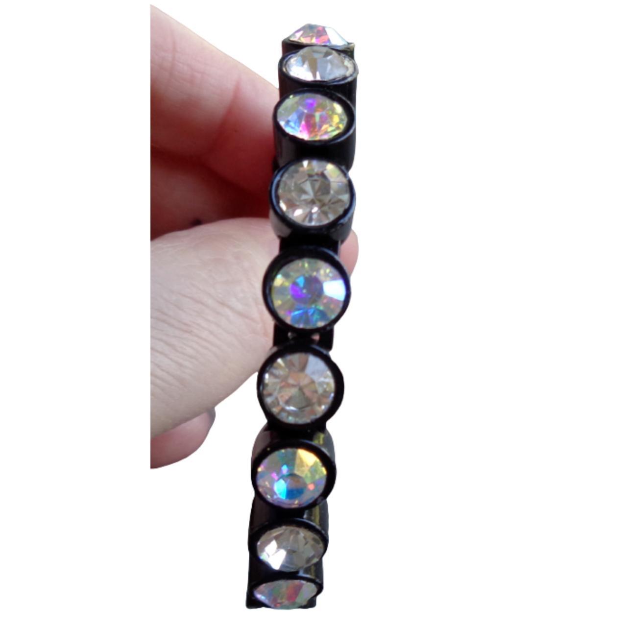 Black Metal Sparkly Rainbow Crystal Rhinestone... - Depop