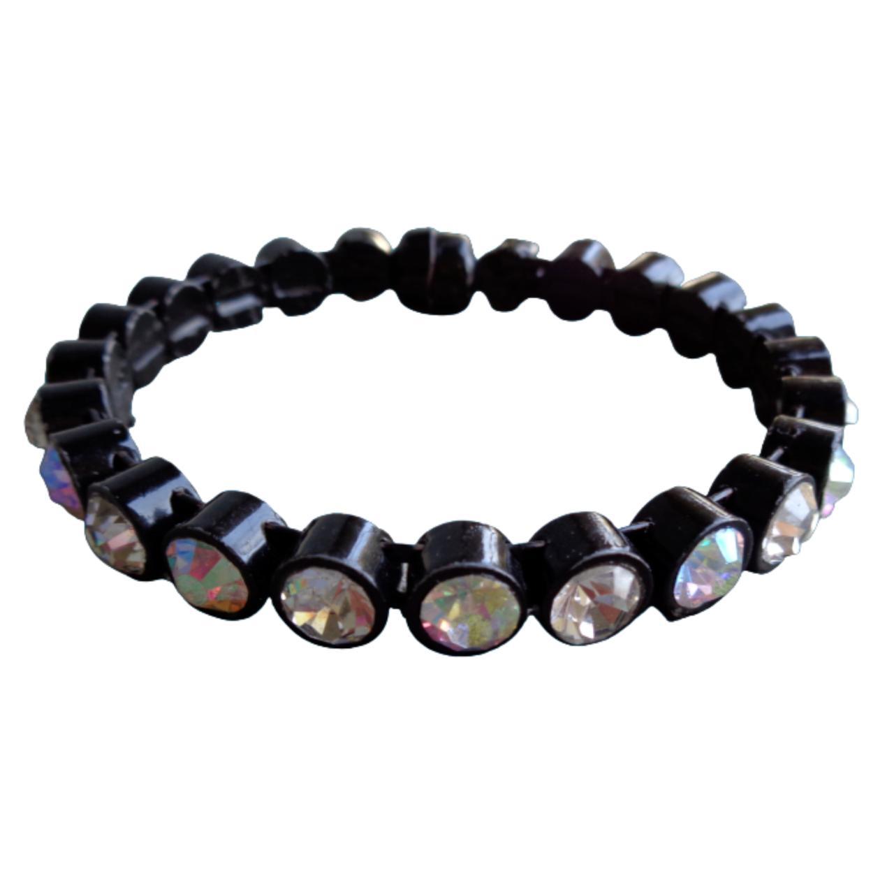 Black Metal Sparkly Rainbow Crystal Rhinestone... - Depop