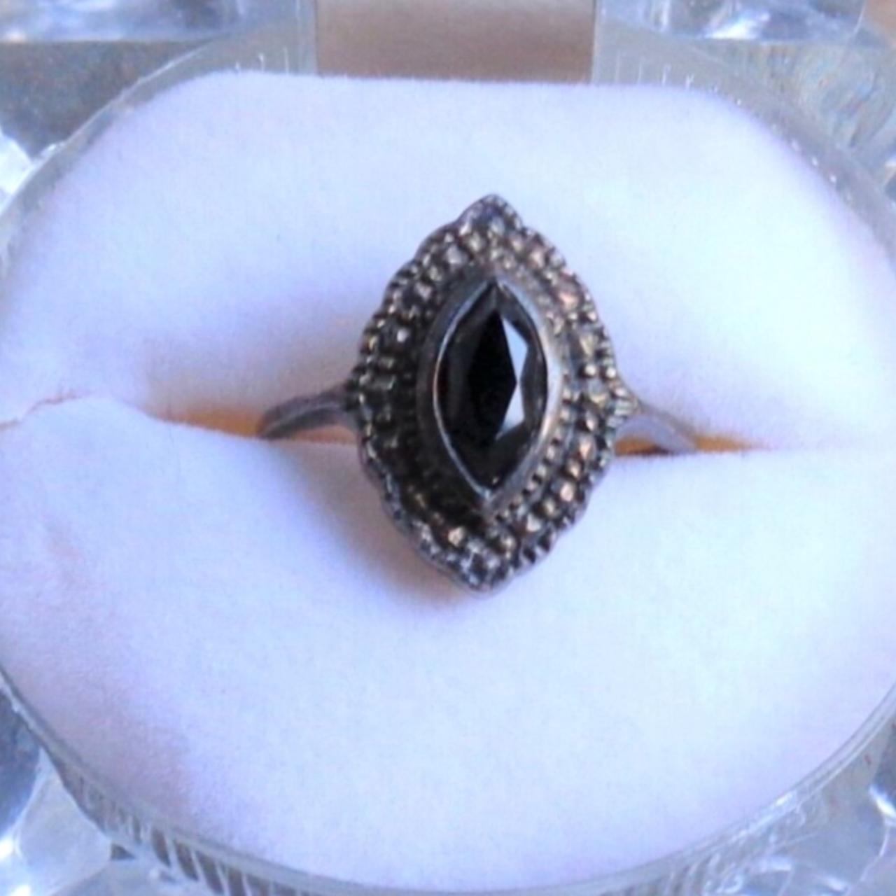 Vtg PSCL Peter Stone Black Onyx? 925 Sterling Silver... - Depop