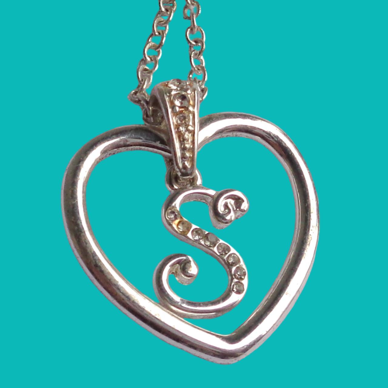 Avon Silver Plated Initial Letter S Heart Pendant. Depop