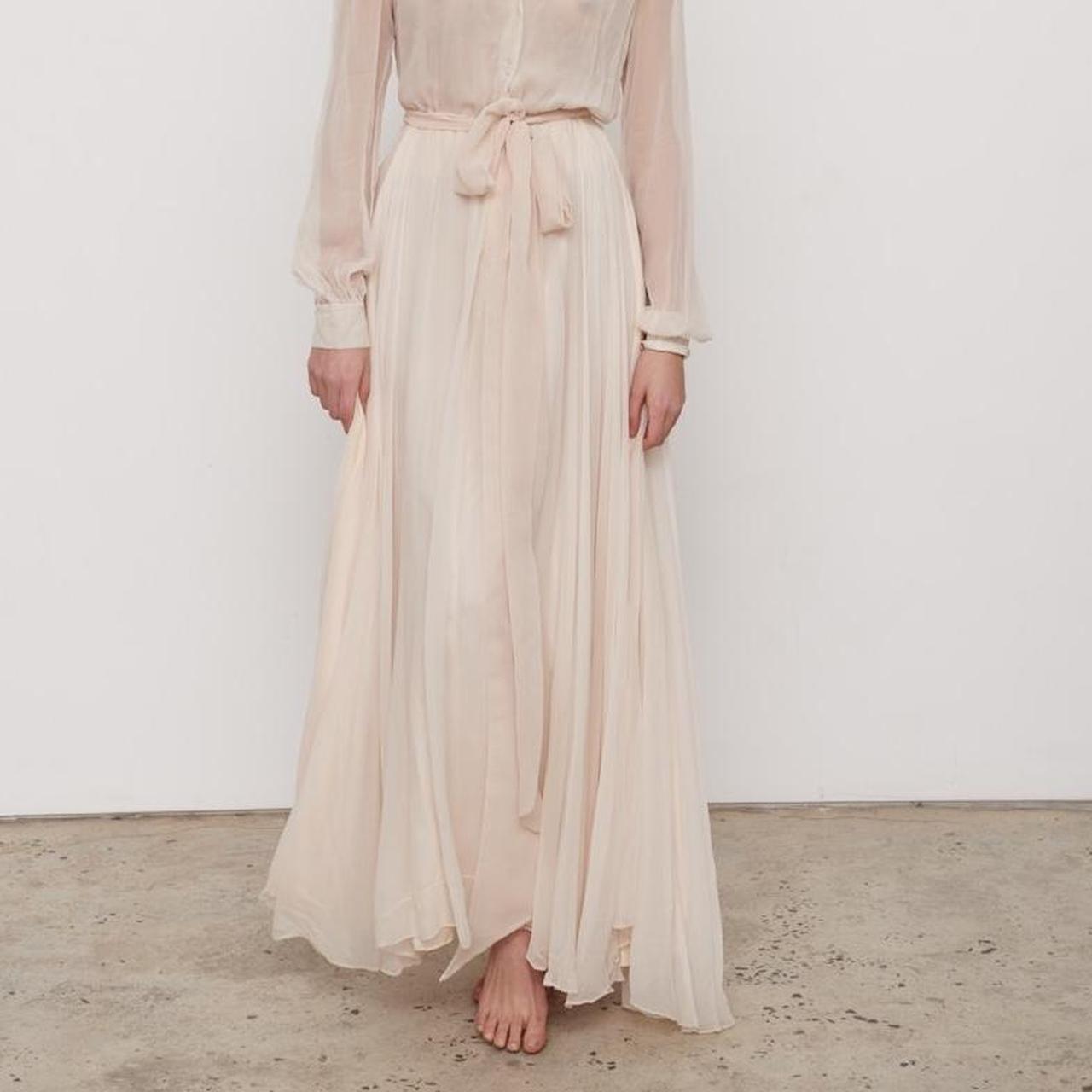 Vintage full length sheer goddess shirt dress with... - Depop