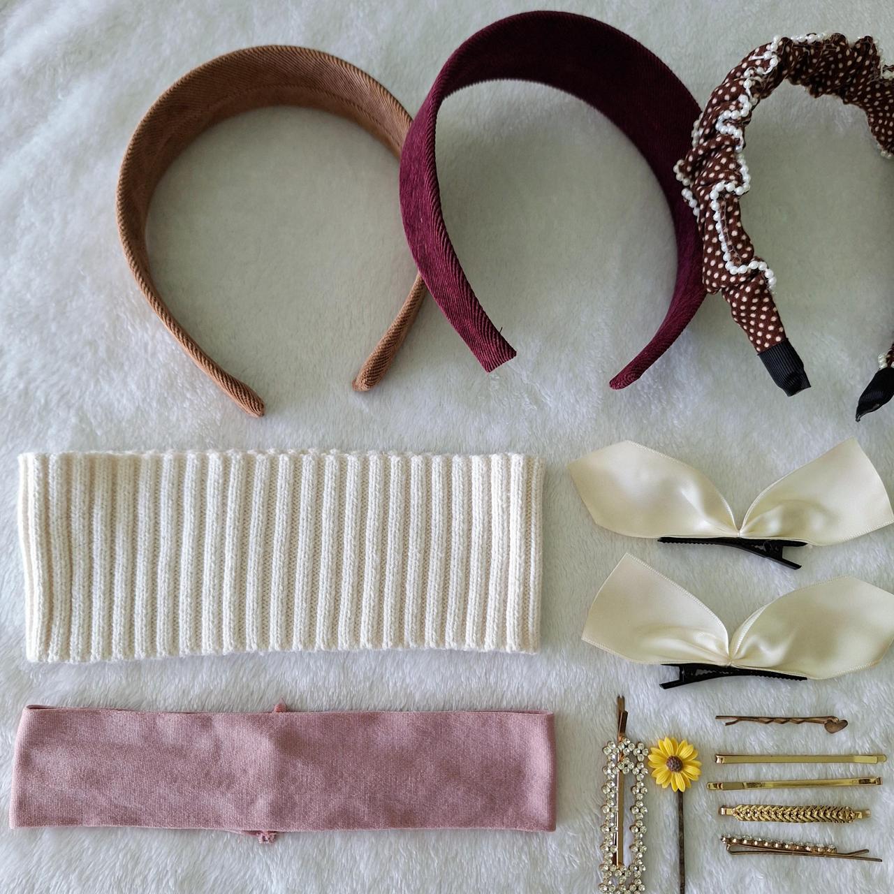 -Multi-coloured headbands and hair clips bundle 🩷🤍 ... | Depop