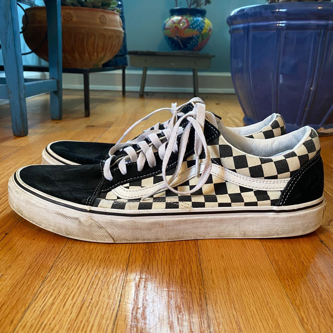 Van's Black & White Checkered Shoes, US Men Size... - Depop