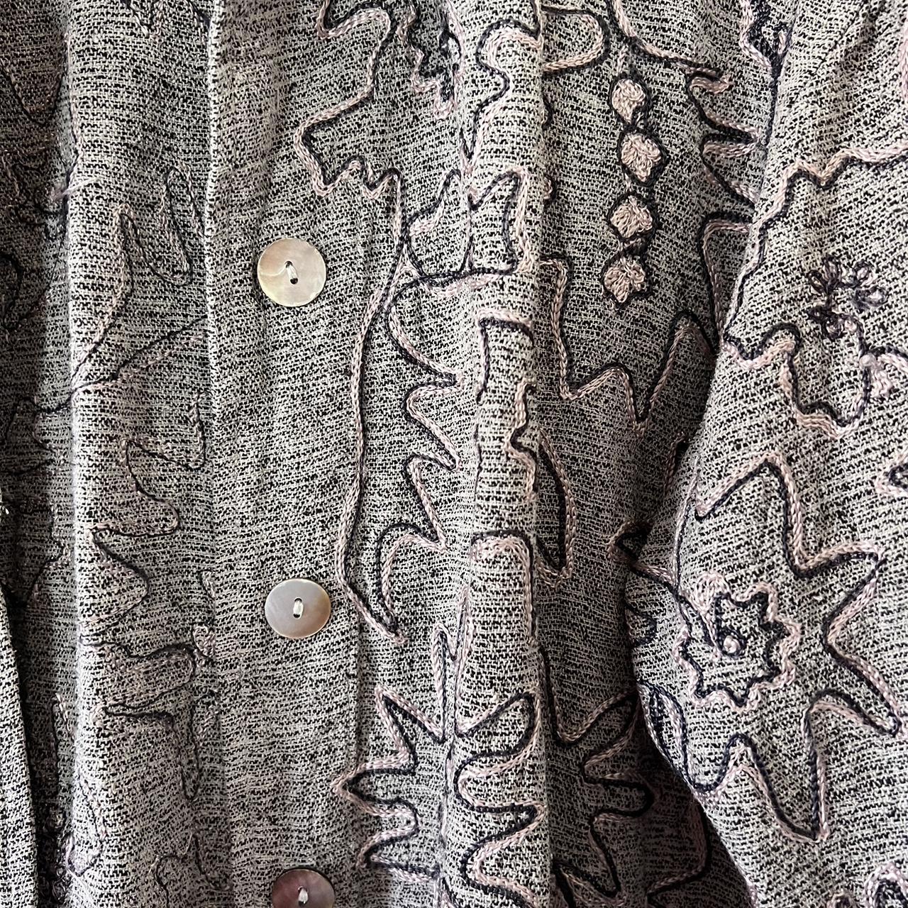 90s grunge style button up light jacket. Embroidered... - Depop