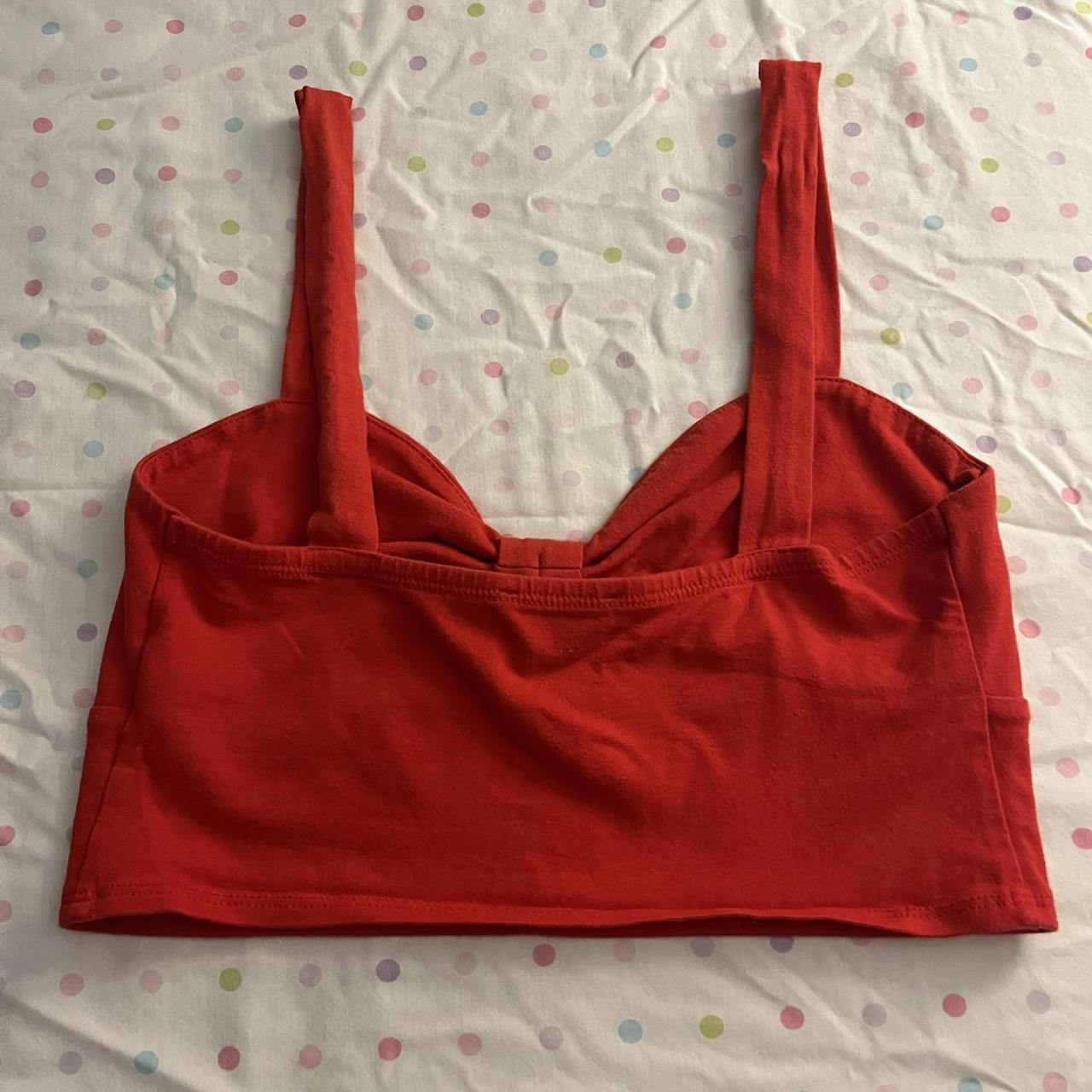 Bright red crop top with a bow design in front... - Depop