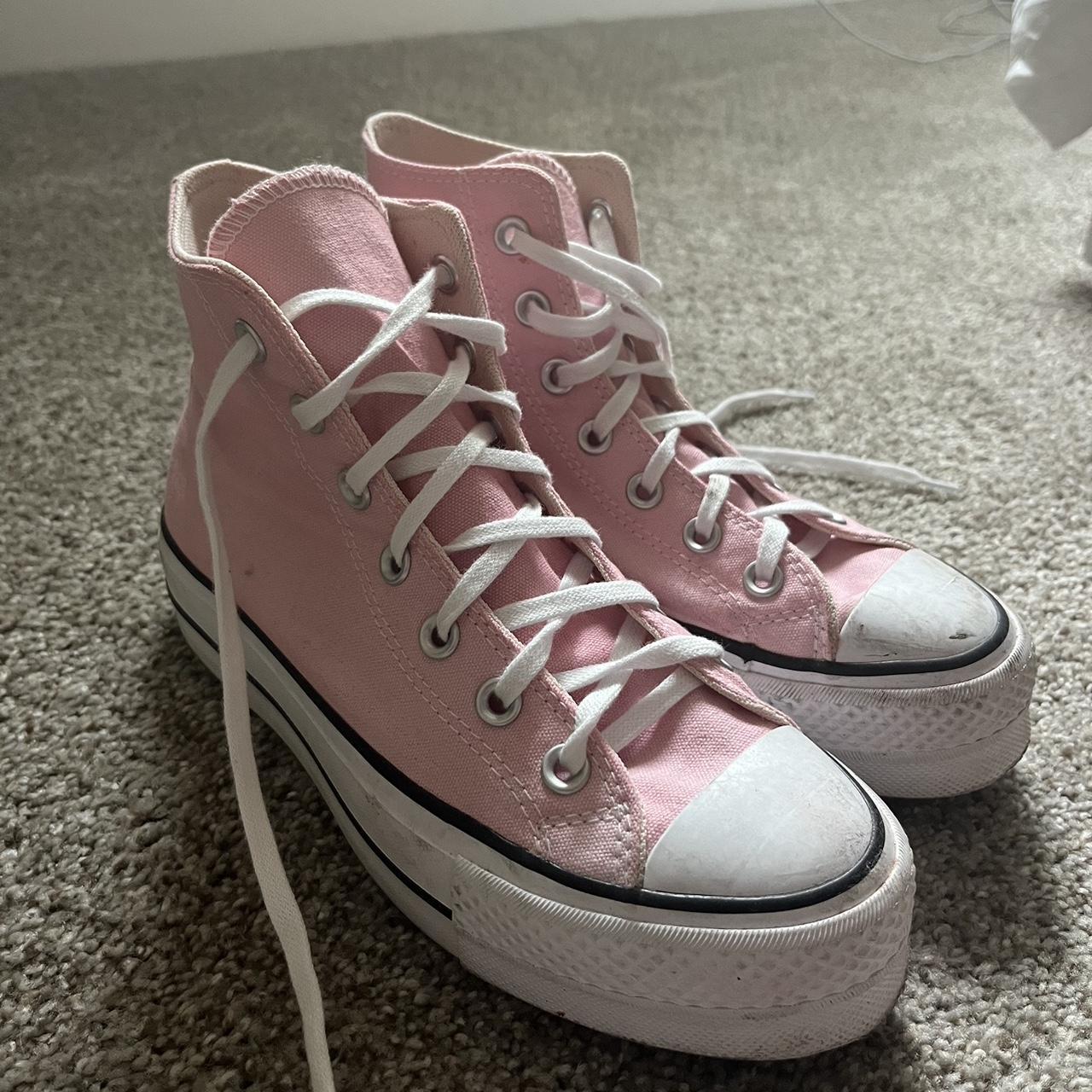 Pink Platform High Top Converse - Depop
