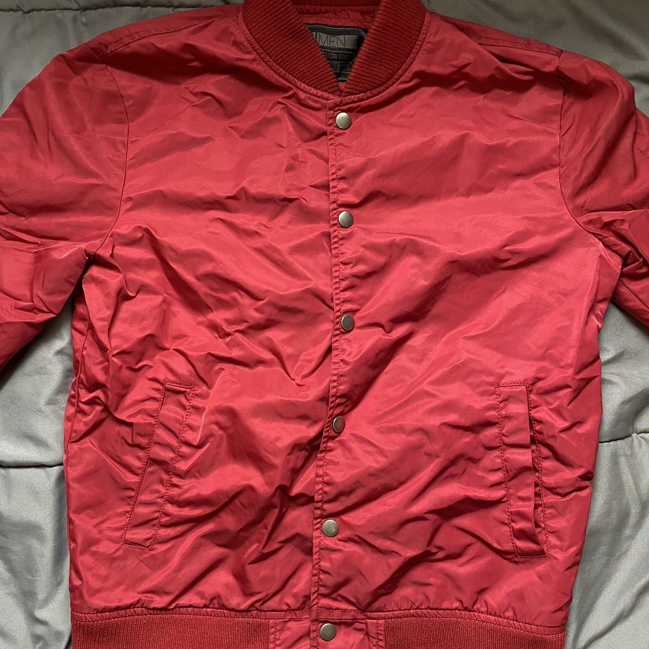 men’s size medium red bomber jacket US SHIPPING... - Depop