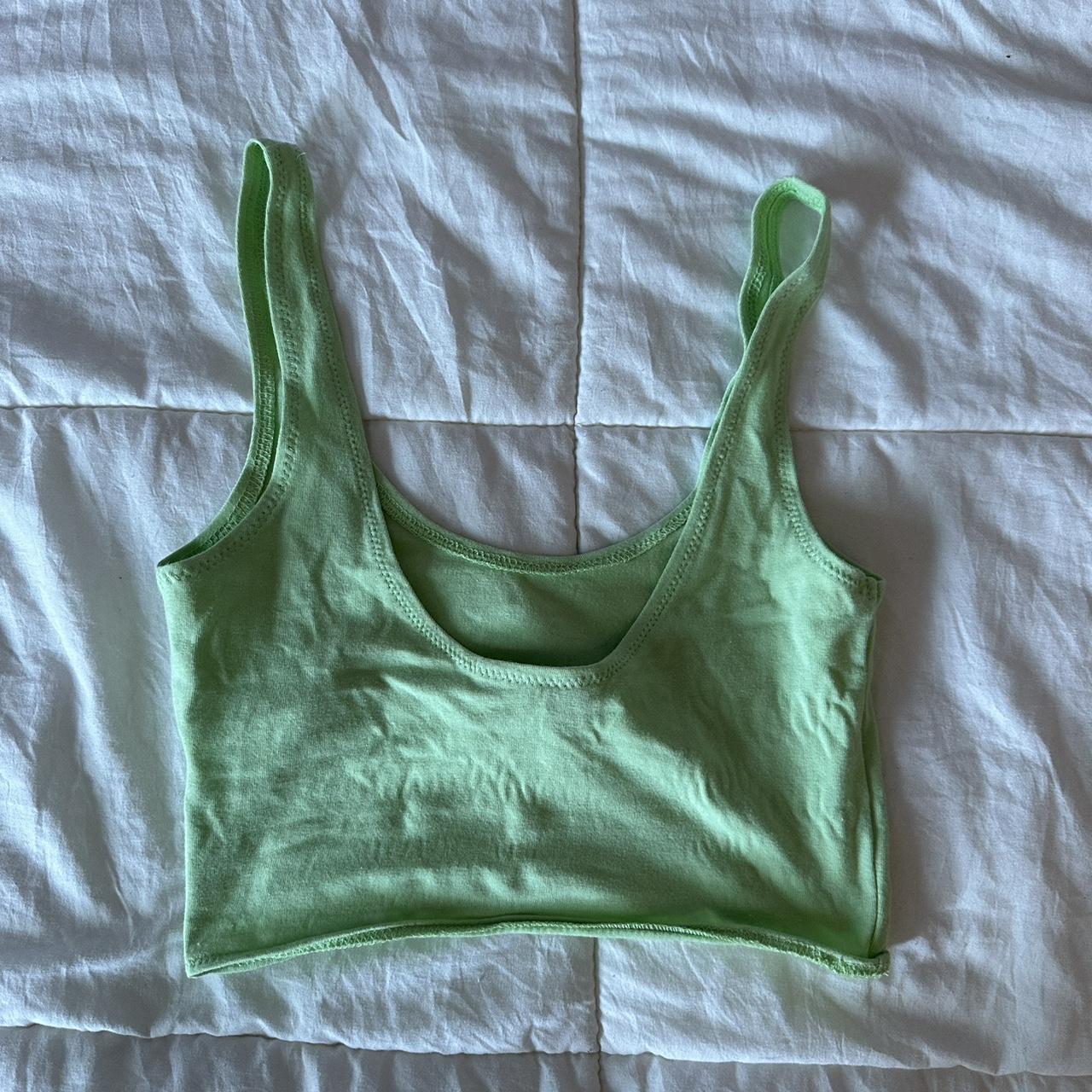TopShop lime green tank! size xs worn once a tad... - Depop