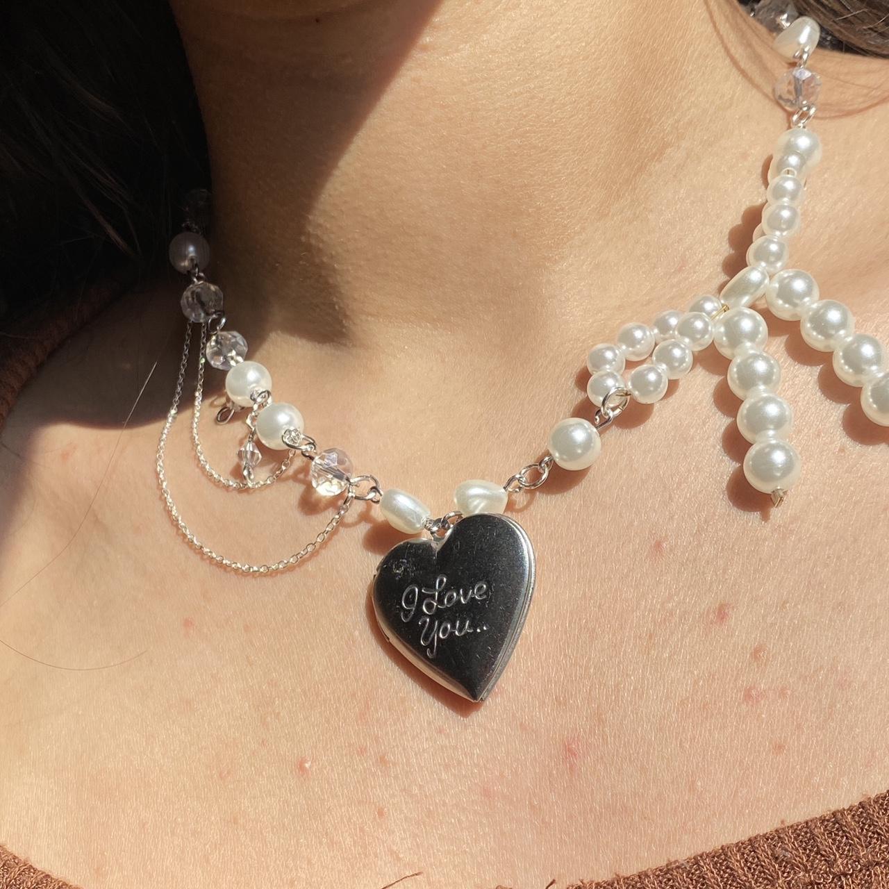 Coquette Locket Necklace 🤍🦢 (Adjustable) Made with... - Depop