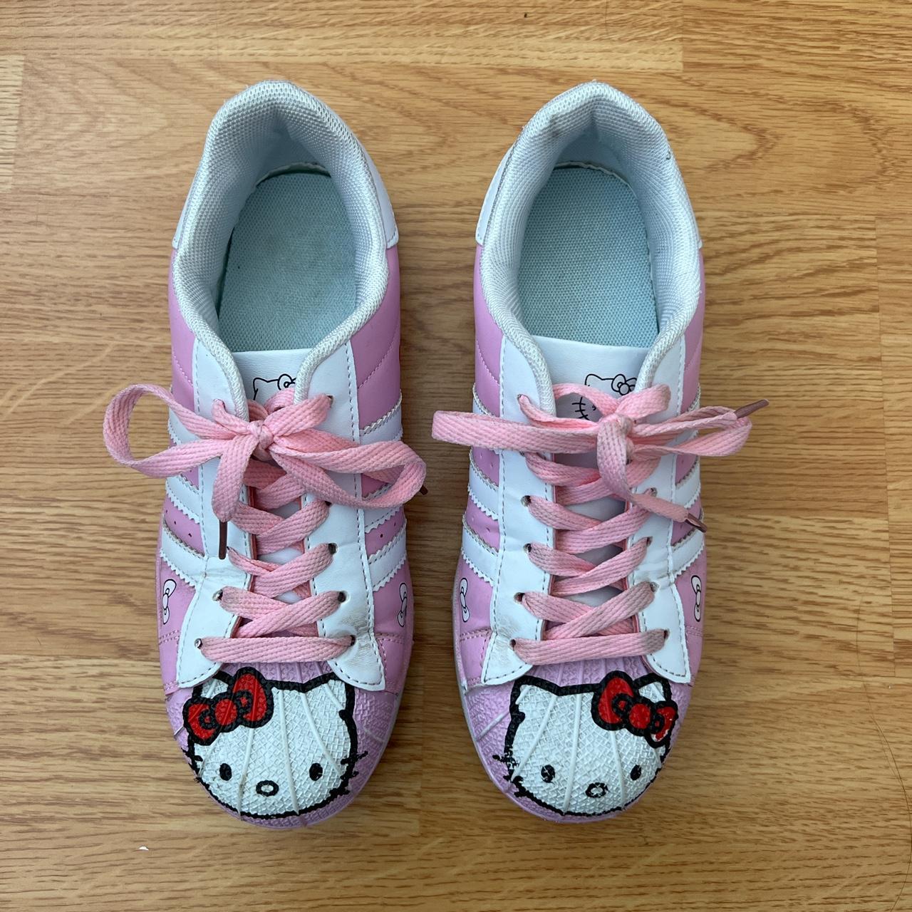 hello kitty sanrio adidas inspired shoes worn a few... - Depop