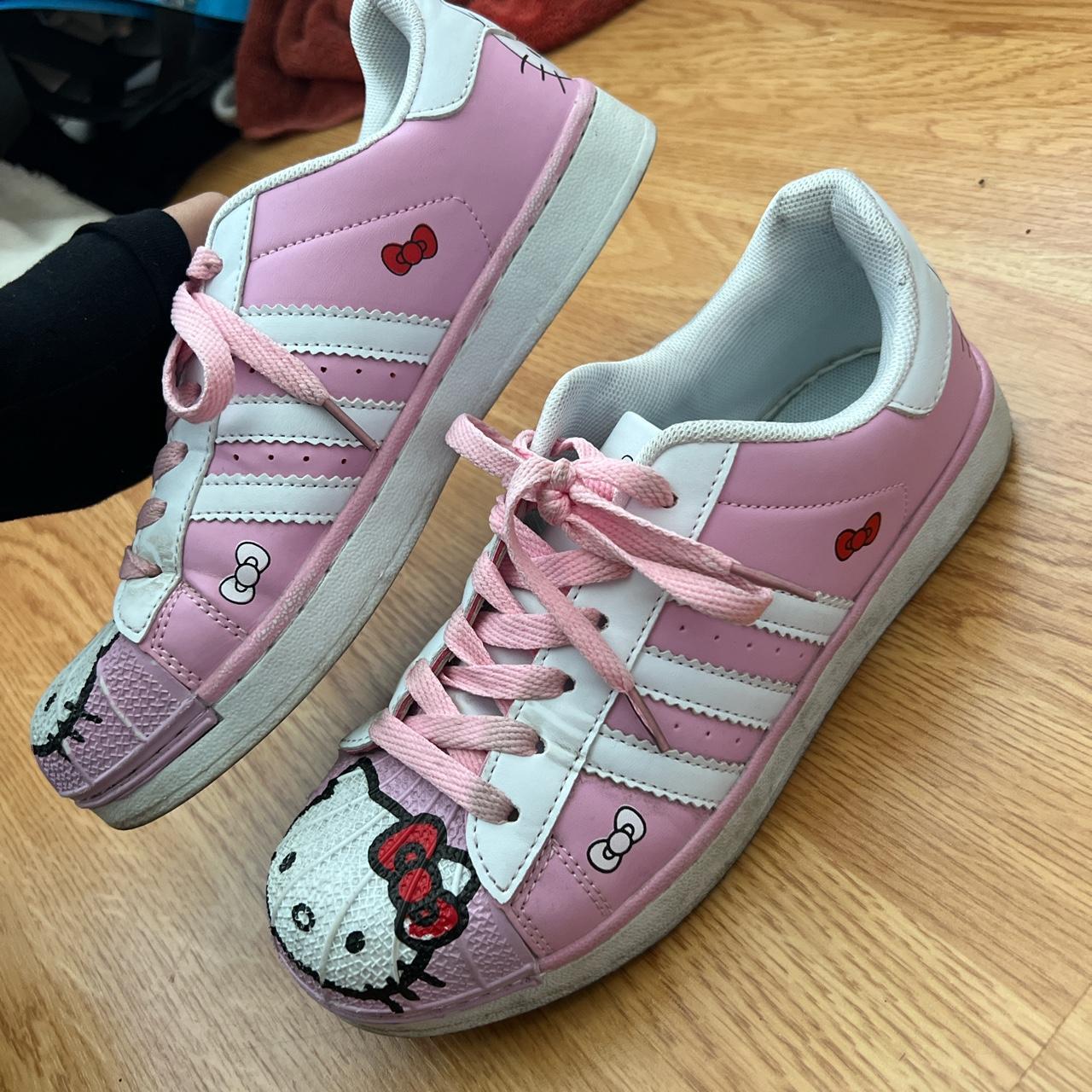 hello kitty sanrio adidas inspired shoes worn a few... - Depop