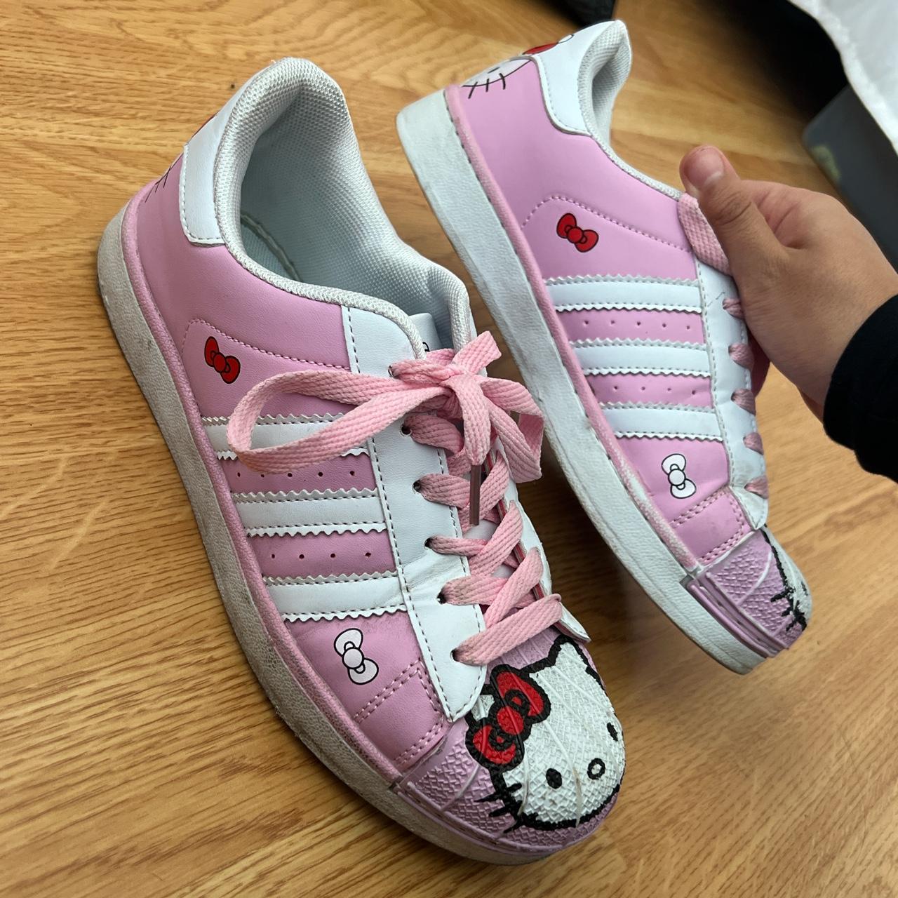 hello kitty sanrio adidas inspired shoes worn a few... - Depop