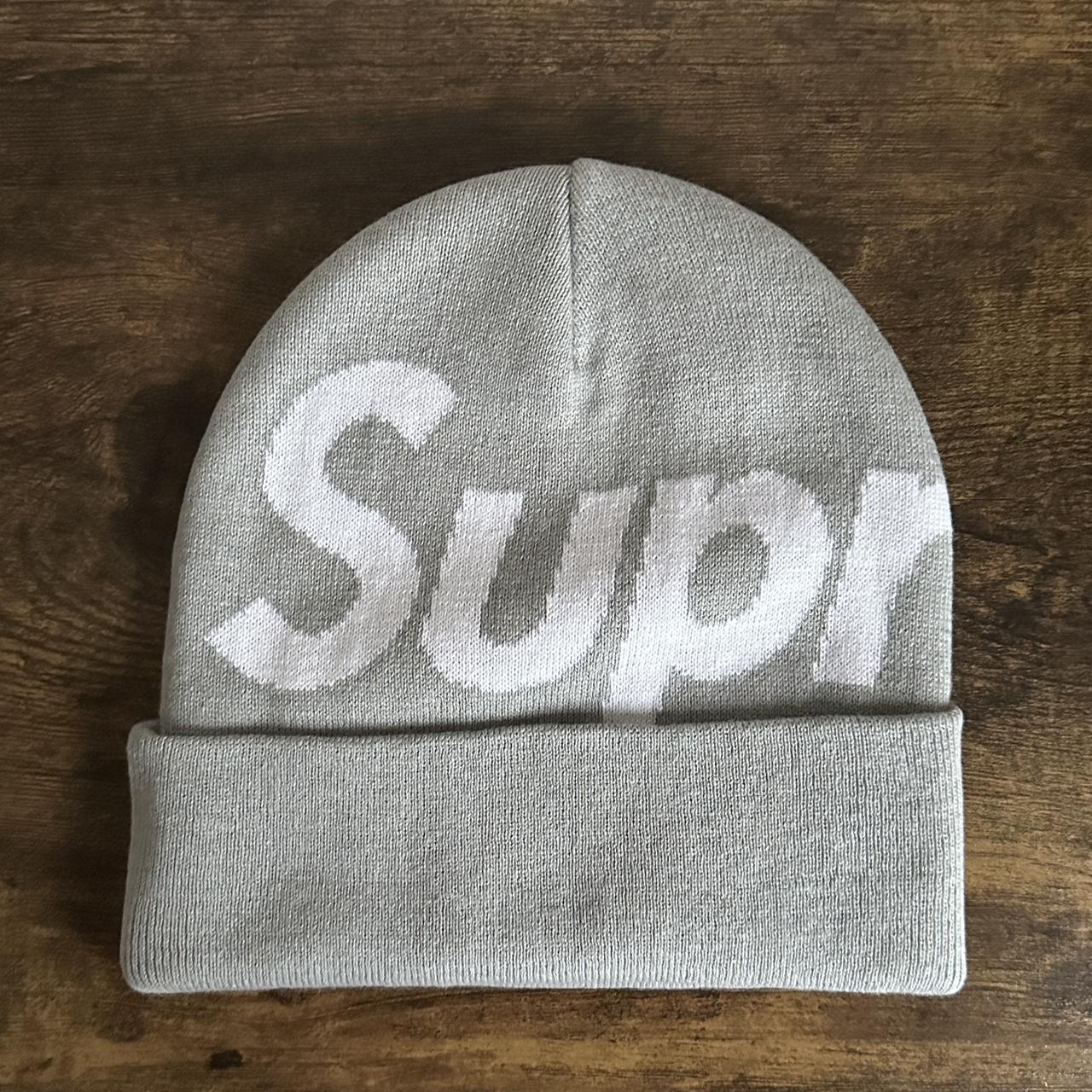 Supreme Big Logo Beanie Grey One size Brand new and... - Depop