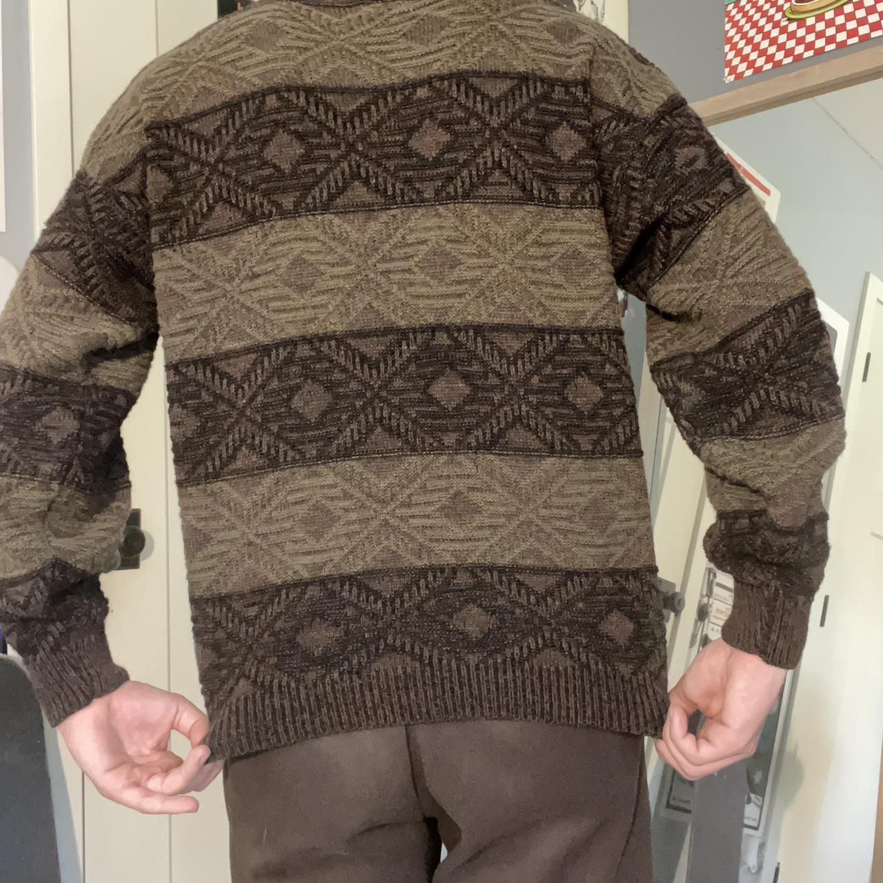 Striped knit sweater Earth tone Tagged L Model is... - Depop