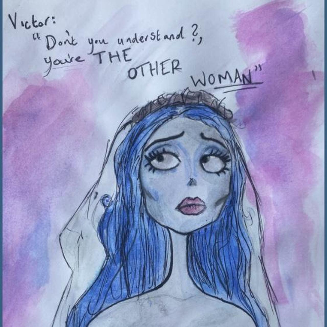 Corpse bride watercolour print #art #handmade... - Depop