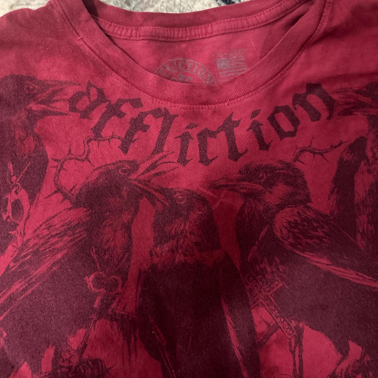 red crows affliction shirt -slightly faded -good... - Depop