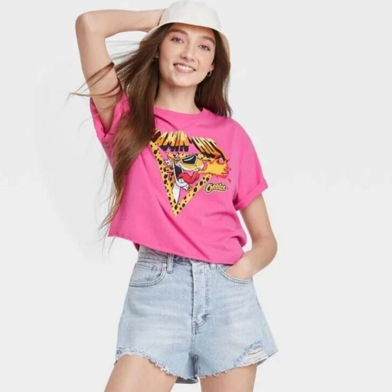 Flaming Hot Cheetos Women's Plus Size 2XL Pink Short... - Depop