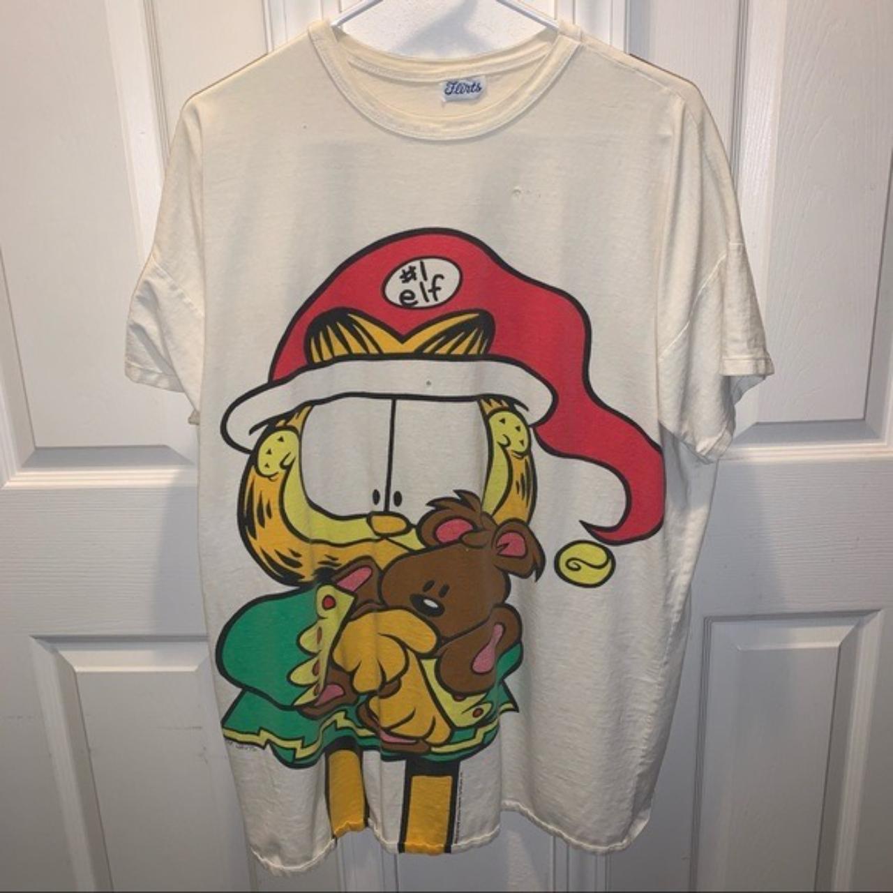 GARFIELD VINTAGE ELF SLEEP SHIRT Previously Enjoyed... - Depop
