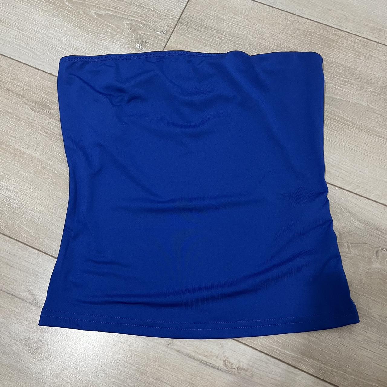 - Blue Tube Top - NEVER WORN - Stretch - Light... - Depop