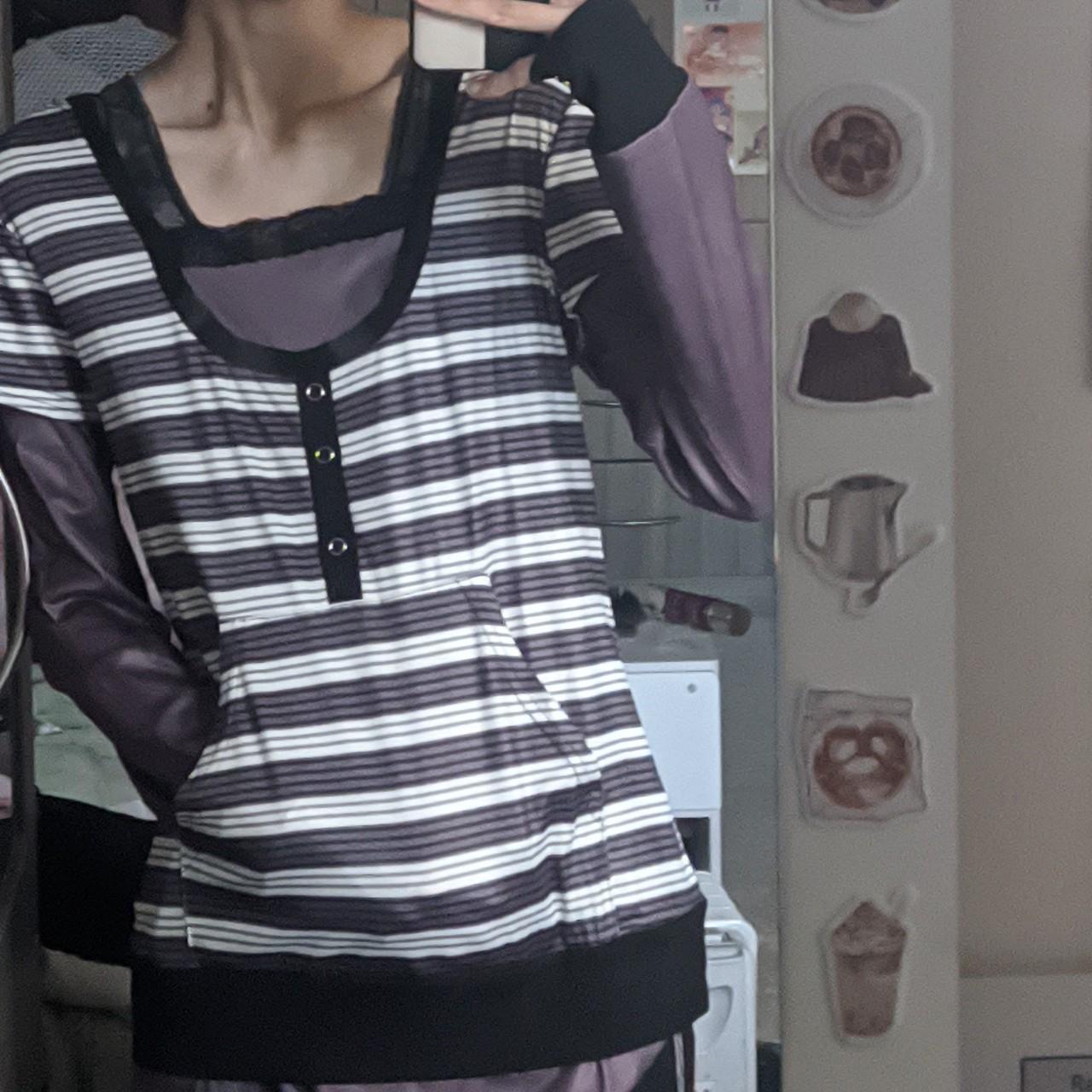 ☠️ alt grunge striped long sleeve hooded top with... - Depop